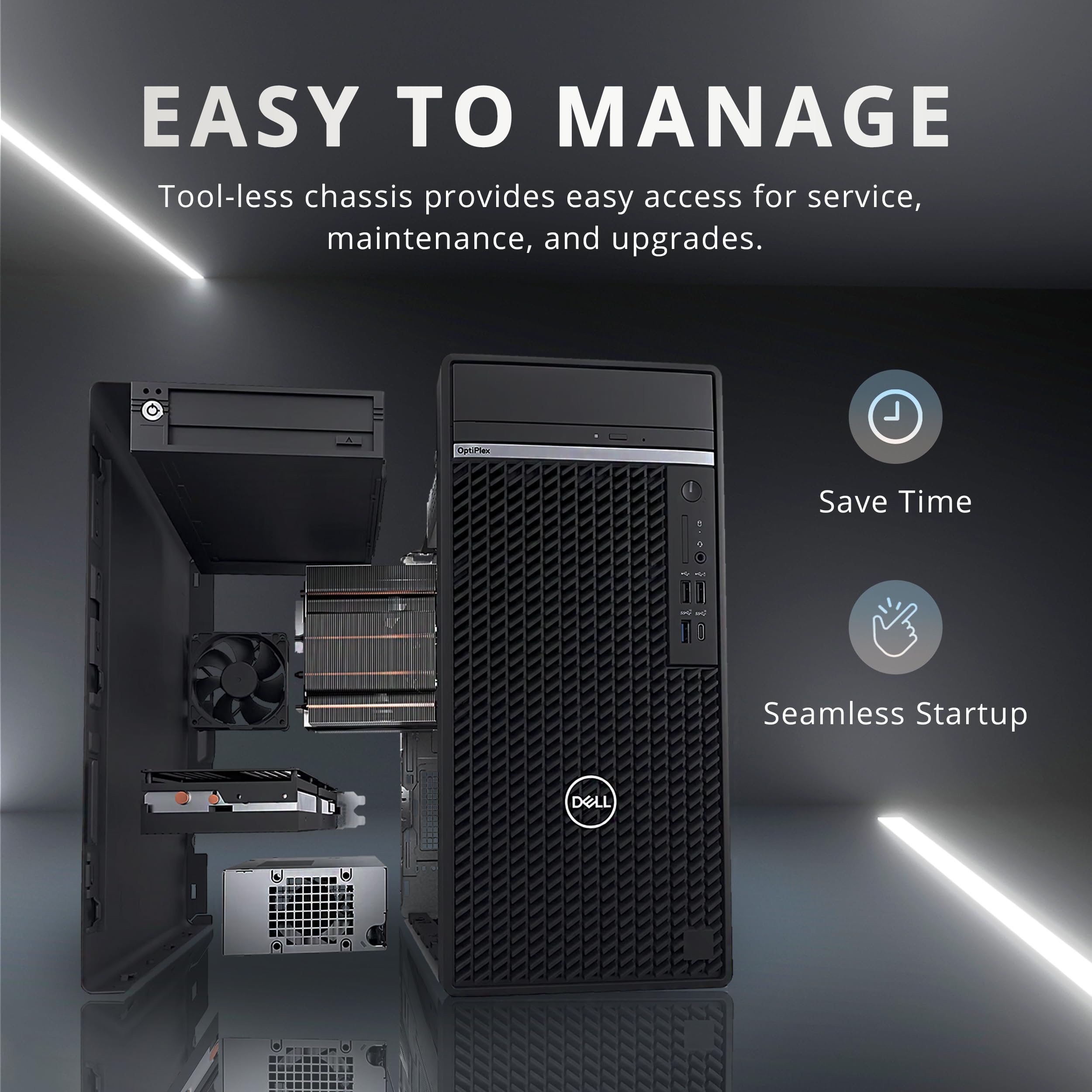Dell OptiPlex 5000 Business Desktop Computer Tower, Intel Core 12th Gen i5-12500 Processor, 8GB RAM, 256GB PCIe SSD, Intel UHD Graphics 770, DVD Drive, Windows 11 Pro, Black
