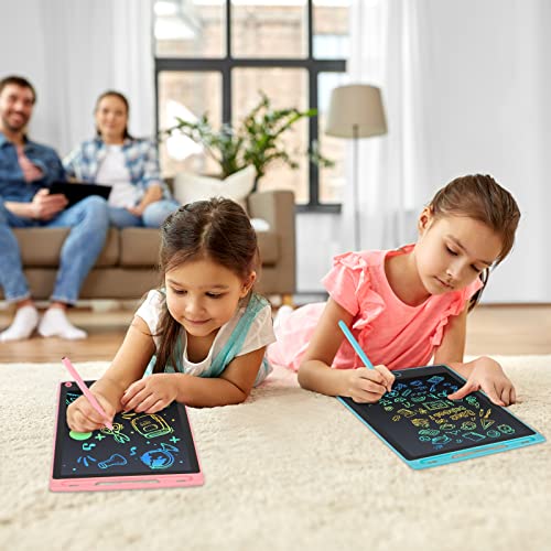 LCD Writing Tablet, 2 Packs Drawing Pads for Kids 3 4 5 6 Years Old 8.5 Inch Colorful Lines Doodle Scribble Boards Educational Toys for Boys Girls Road Trip EssentialsTravel Game Toys,Pink+Blue