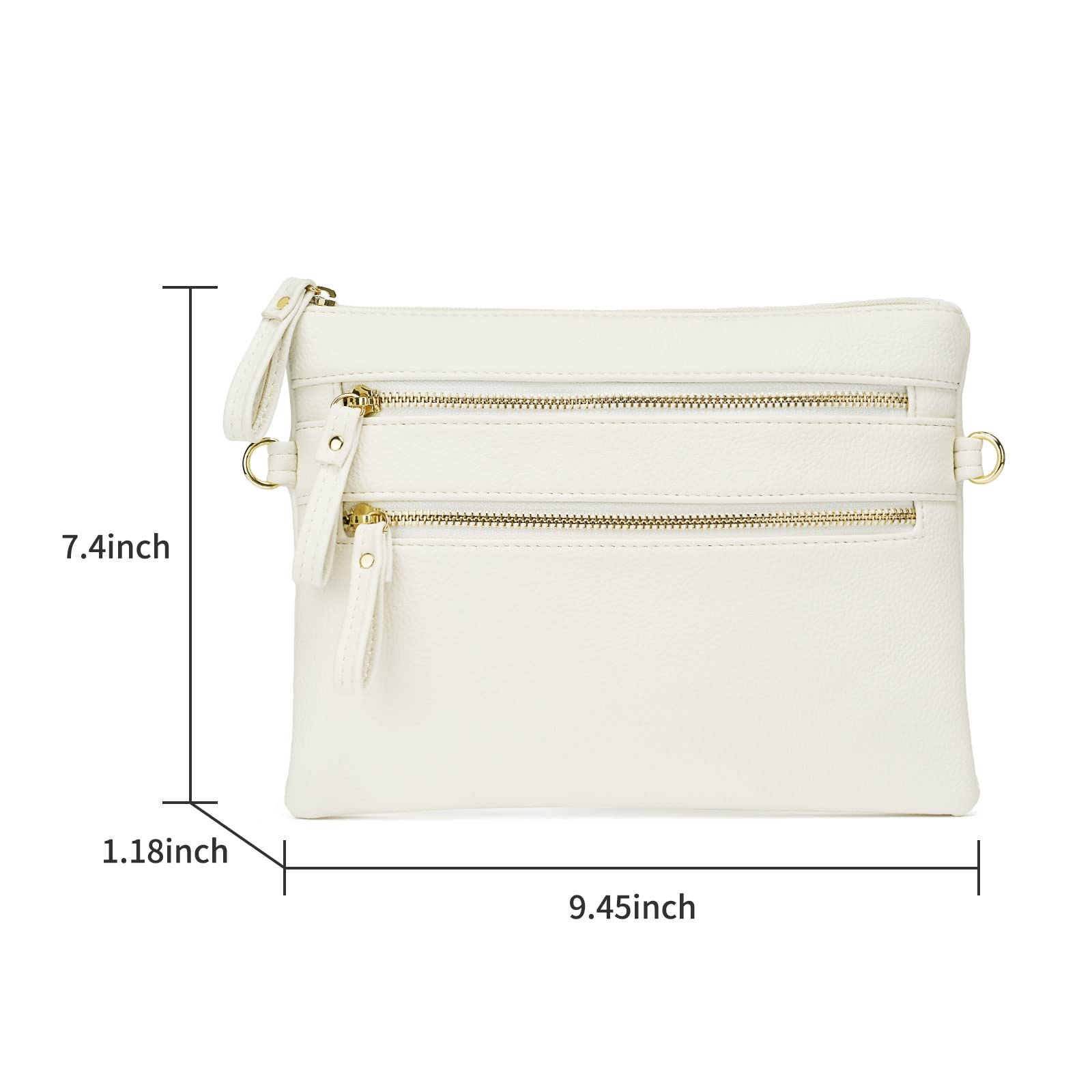 WOZEAH Small Crossbody Purse for Women,Multi Zipper Pocket Shoulder bag (white)