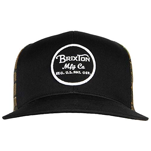 Brixton Men's Wheeler Medium Profile Adjustable Mesh Hat, Blackcamo, One Size