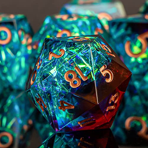 KERWELLSI Resin DND Dice Set D&D, Dungeons and Dragons Dice with Box, 7 Piece Polyhedral Role Playing Dice, Sharp Edge RPG D and D Dice D20 D12 D10 D8 D6 D4