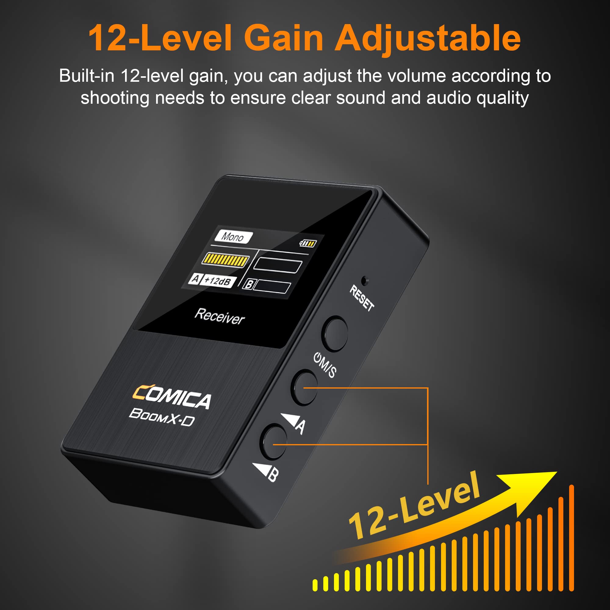 comica BoomX-D1 - Wireless Microphone System for Cameras, Camcorders, Smartphones, Laptops, Compact Wireless Lavalier Lapel Microphone with Noise Reduction, Low Latency, Monitoring, Muting