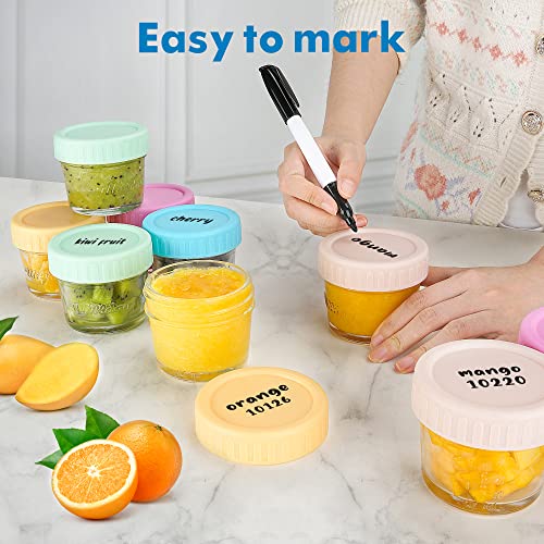 WILLDAN 24-Pack Glass Baby Food Storage Containers - 4 oz Baby Food Storage Jars with Lids, Baby Food Maker, Microwave, Dishwasher & Freezer Safe
