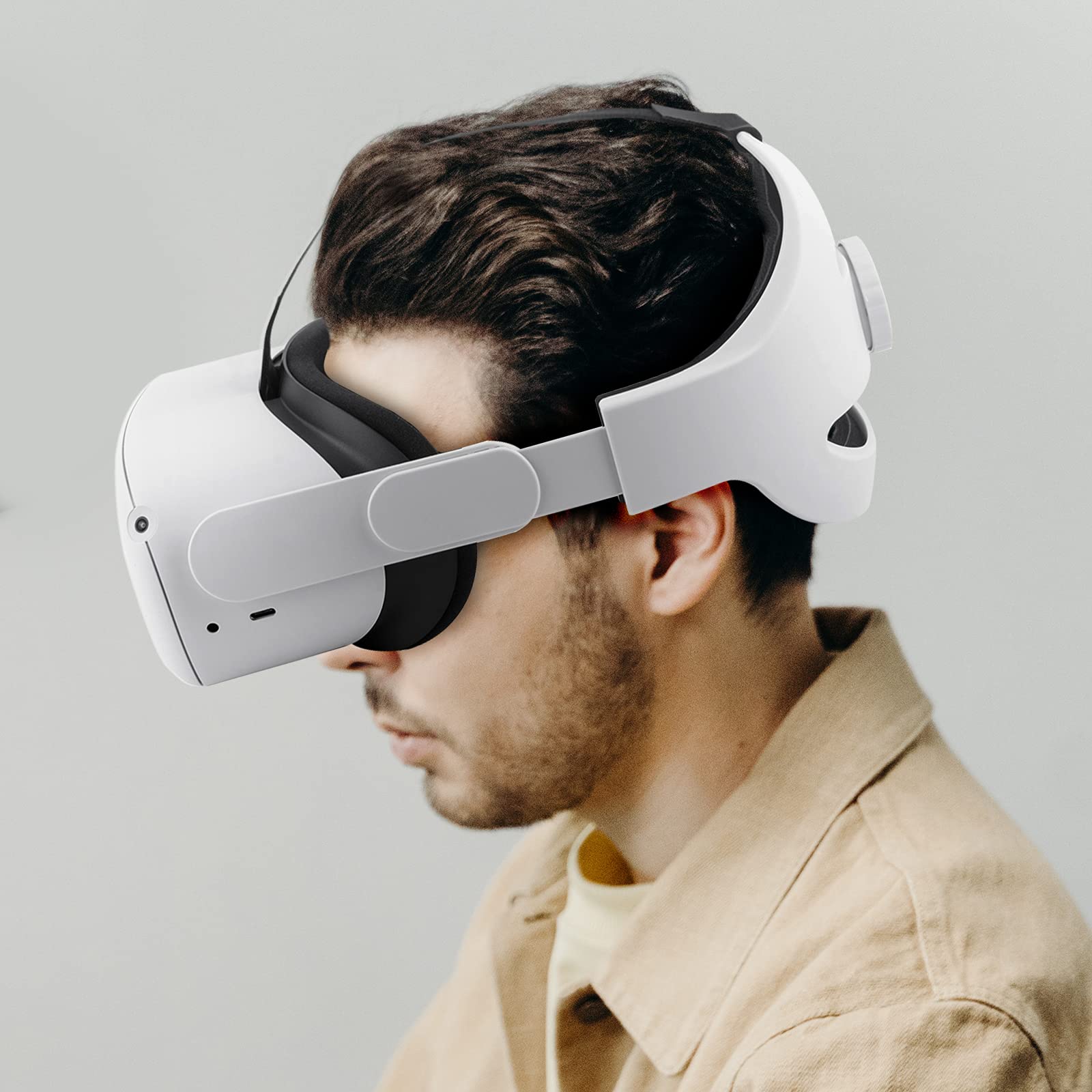 DLseego 2 Elite Strap Quest Headset, Adjustable Head Strap Headband Replacement for Oculus Enhanced Support and Reduce Head Pressure in VR -White