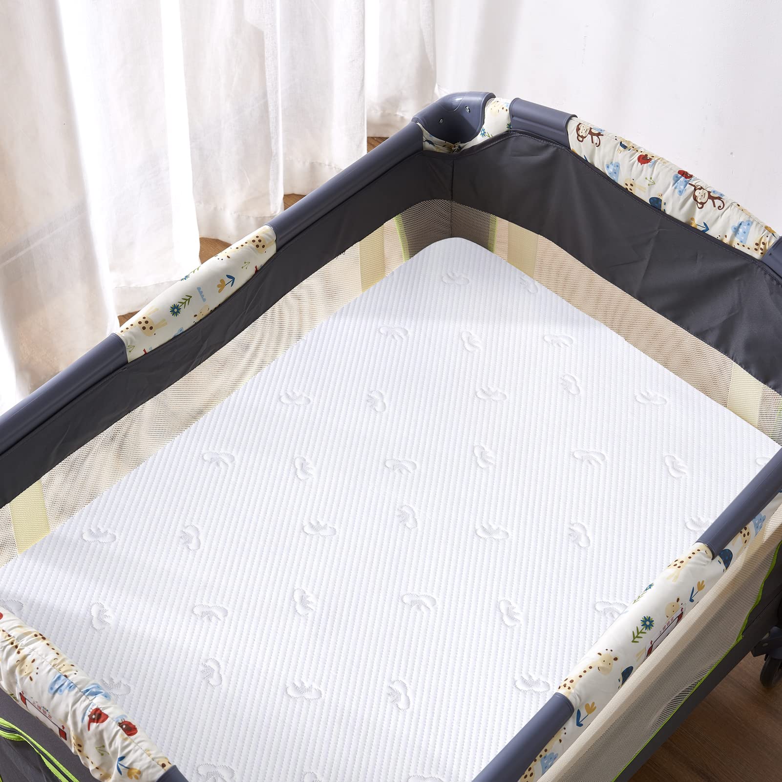Mattress Protector for Pack n Play Waterproof,（Machine Washable White） Premium Quilted Pack n Play Sheets/Playard Sheet Cover 38X26inch fits for Baby Foldable and Playard Mattress, Portable Mini Crib