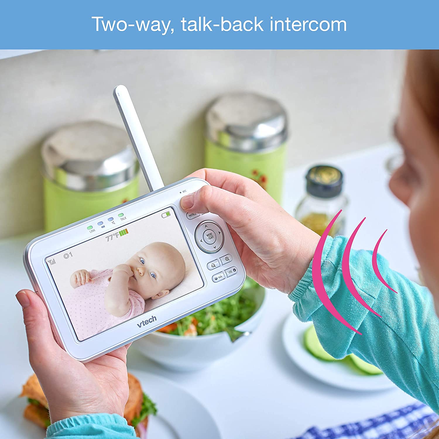 VTech VM5262 5" Digital Video Baby Monitor with Pan & Tilt Camera and Full-Color White (Renewed)