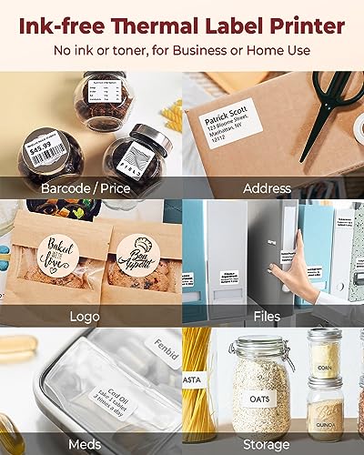 Phomemo Label Printer - M110 Thermal Label Printer, Upgraded Bluetooth Portable Label Maker for Product, Address, Small Business, Sticker, Home, DIY for Phone/Tablet/PC/Mac, with 100 Labels, Baby Pink
