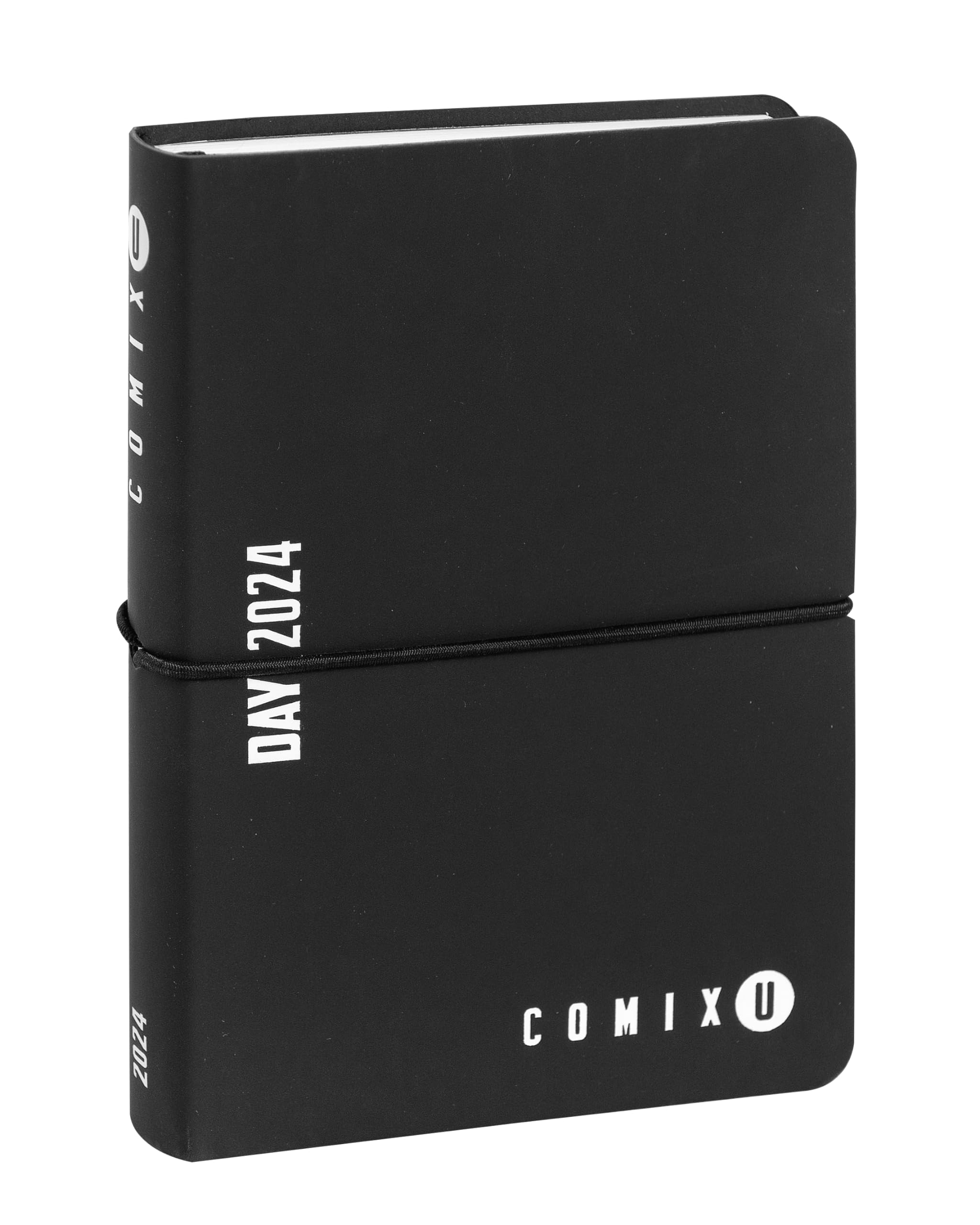 COMIX U, Mini - 2024 Daily 12 Month Diary with Calendar, Planner, Space for Notes and Notes - 11 x 15.3 h cm - Black and White