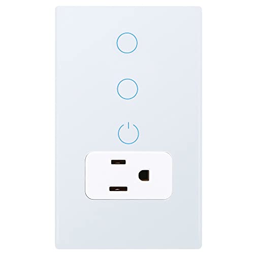 KEYGMA Combination Smart Touch Light Switch and Smart WiFi Power Wall Outlet, Tuya APP Smart Life, 15A /90-250V AC 60Hz, Combo Style, White