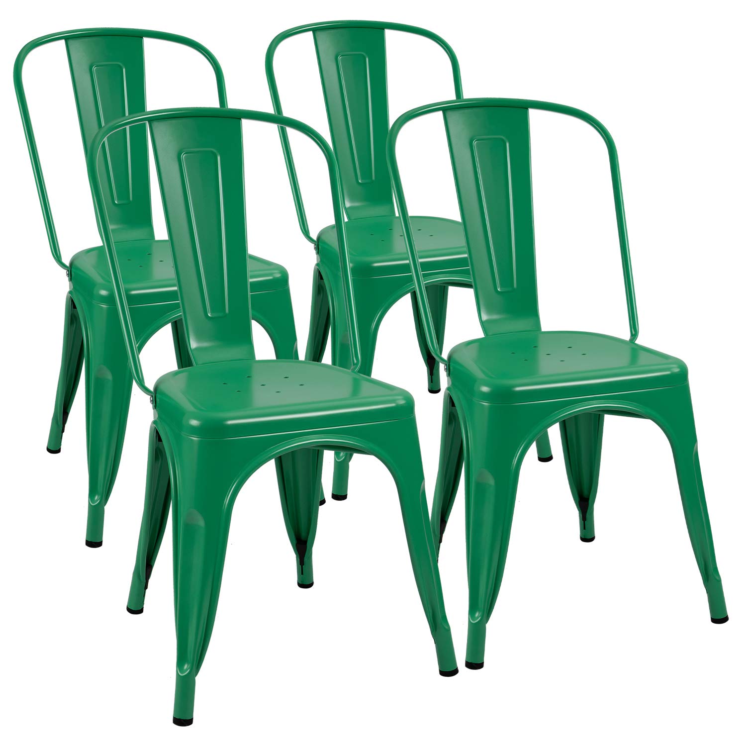 Furmax Metal Chairs Indoor/Outdoor Use Stackable Chic Dining Bistro Cafe Side Chairs Set of 4 (Green)
