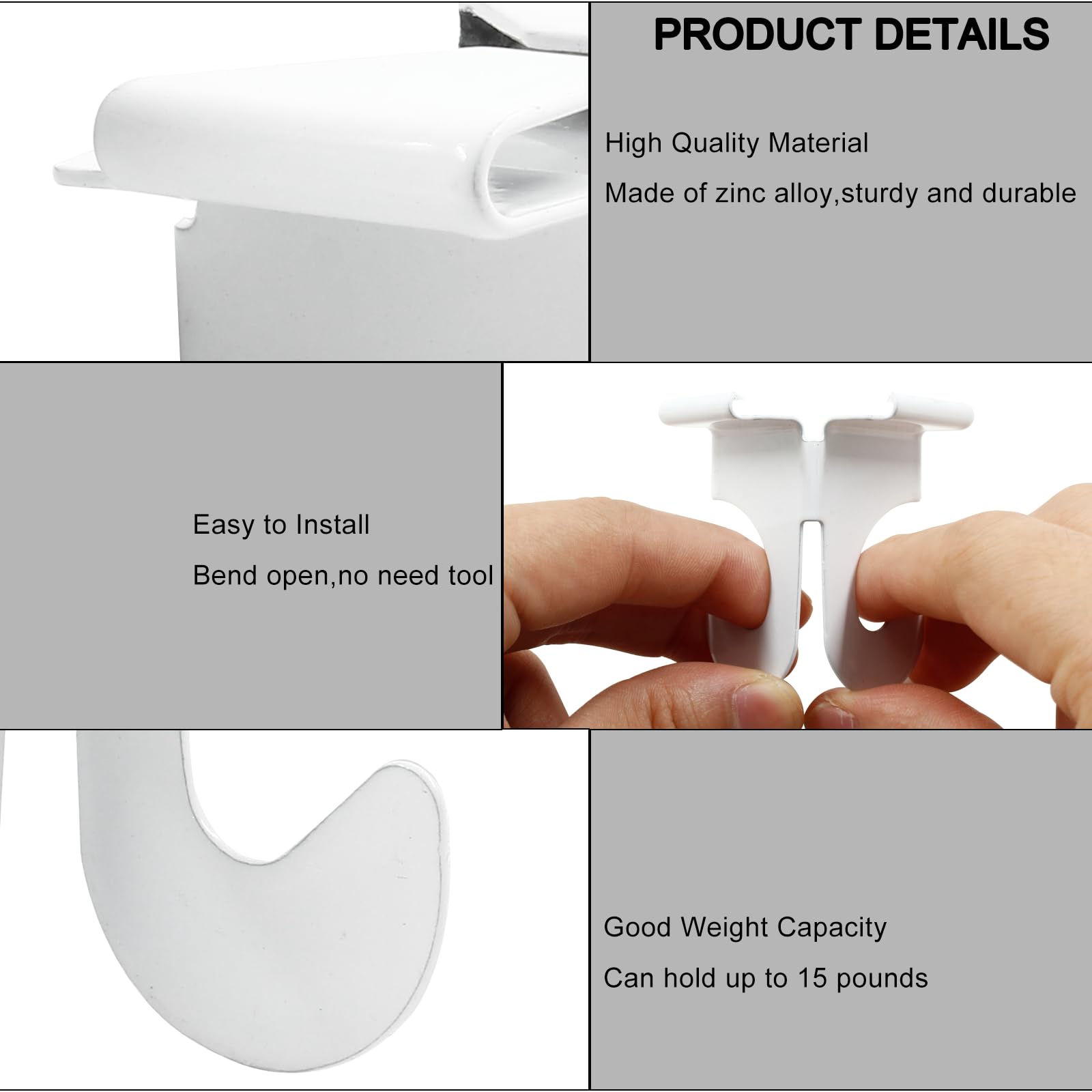 LifCratms 12Pcs Drop Ceiling Hooks, White Zinc Alloy T-Bar Track Clips Suspended Ceiling Hanging Hooks Heavy Duty Ceiling Tile Hooks for Hanging Plants Home Office Classroom Signs Decorations