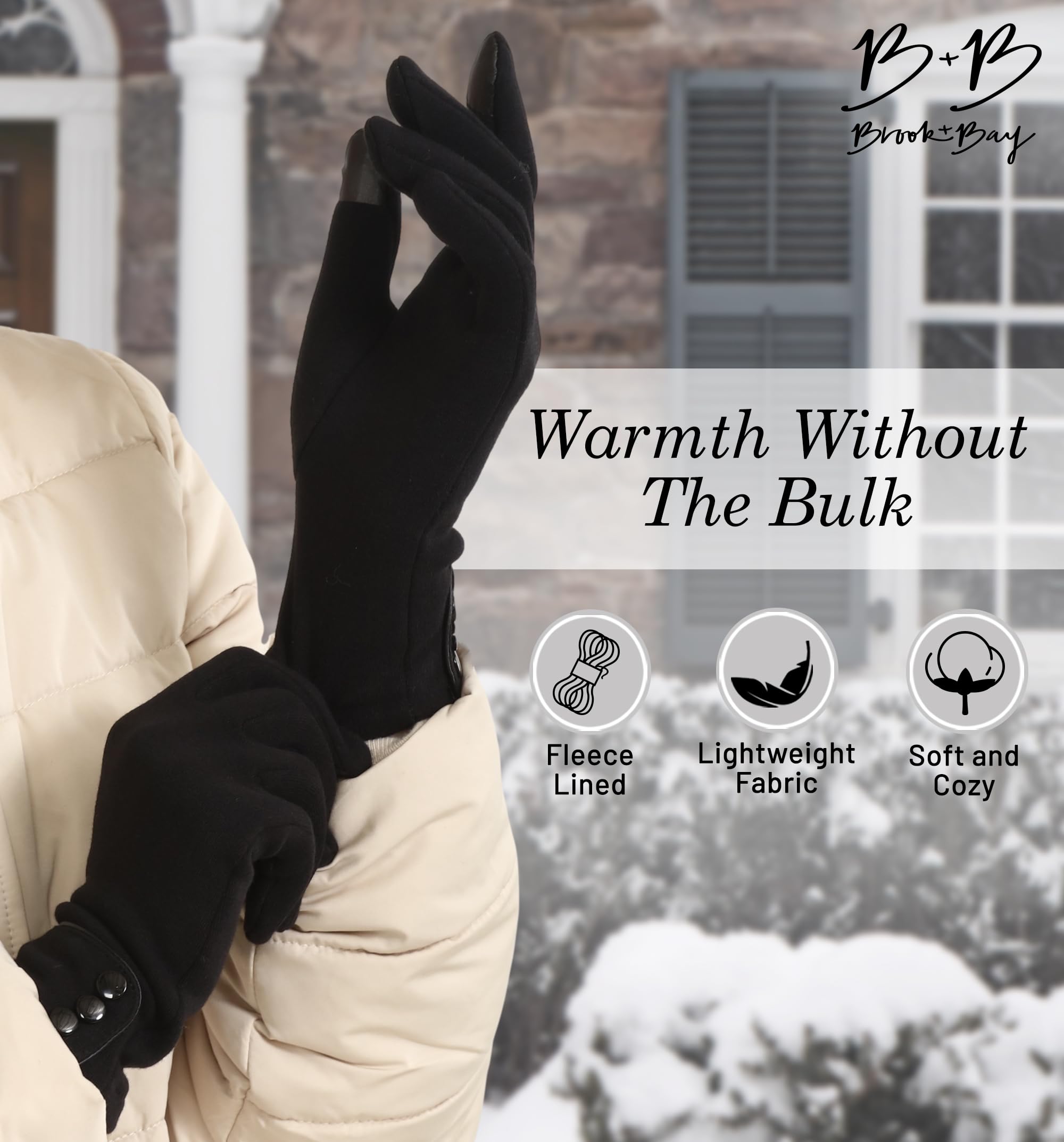 Brook + Bay Women's Gloves for Cold Weather - Women's Gloves w/Touchscreen Fingers - Fleece Gloves for Women - Texting Glove