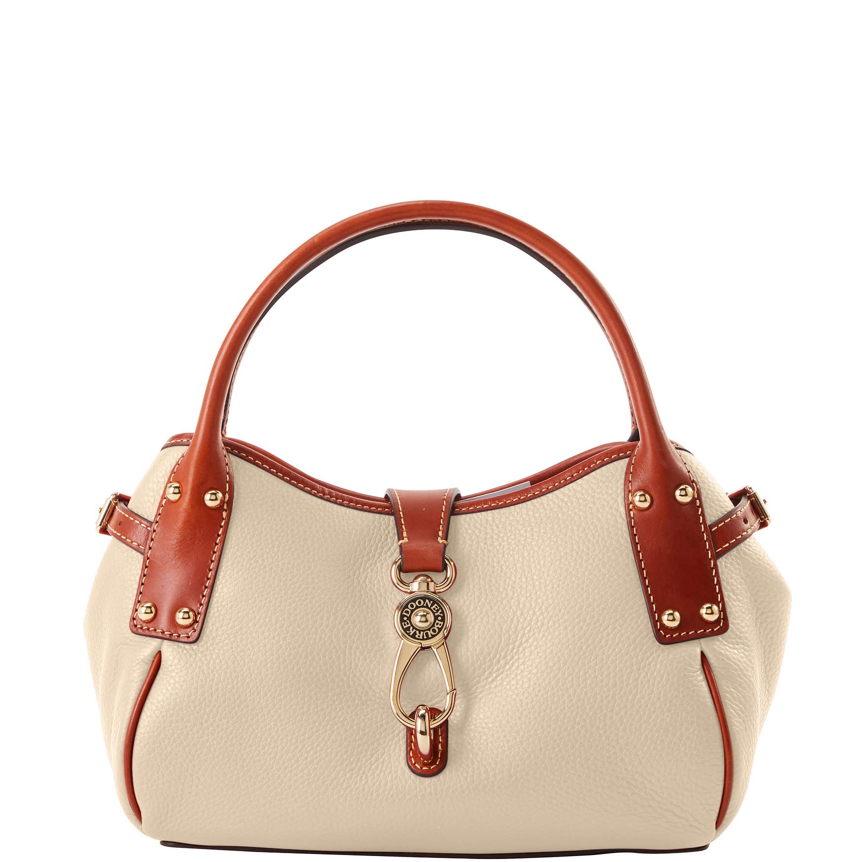 Dooney & Bourke Handbag, Pebble Grain Small Logo Lock Satchel - Bone