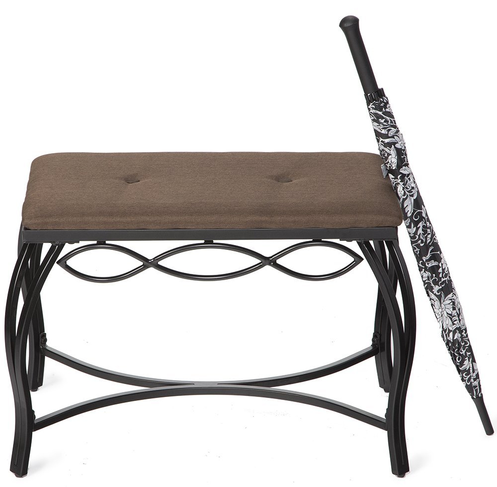 Mango Steam Mocha Brown Shoe Bench - Vanity Seat for Makeup Room, Dressing Stool, Entryway Bench - Powder Coated, Upholstered, Space Saving