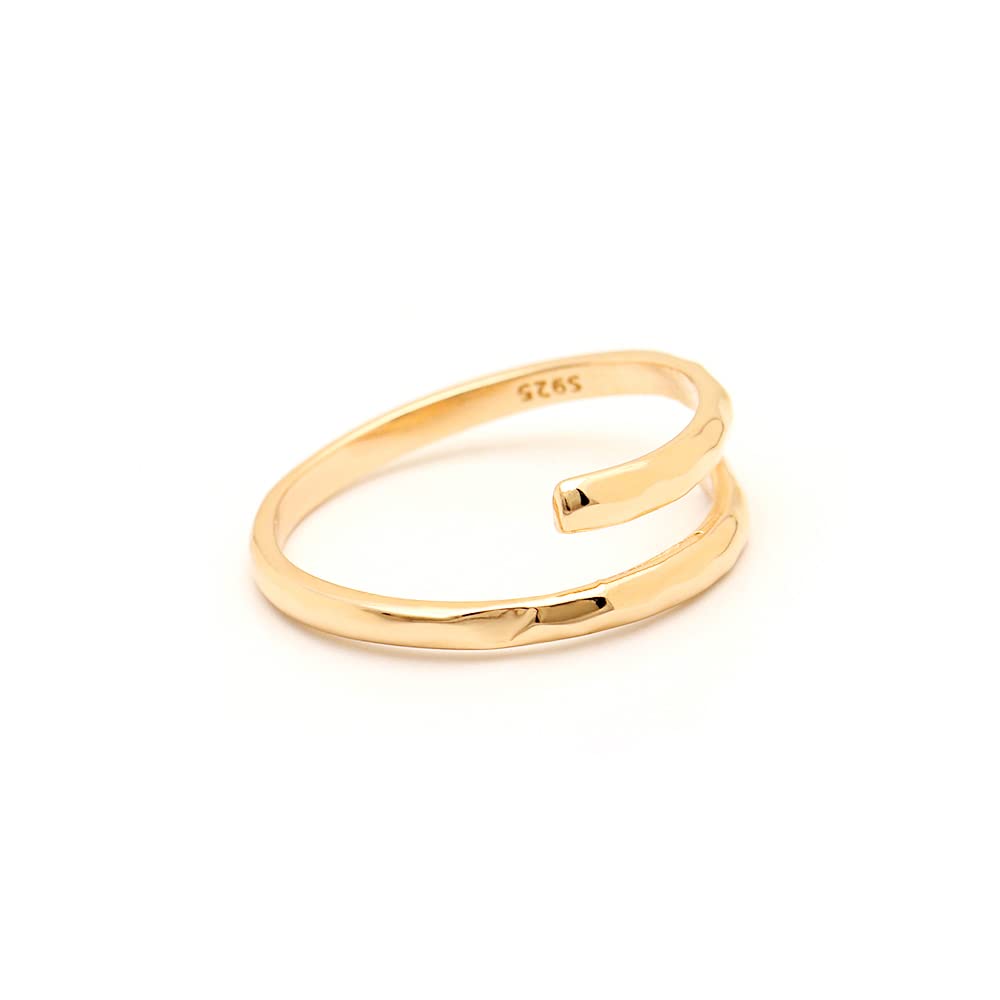 FIRSTXU 2mm Dainty Stackable Ring 925 Silver Minimalist Eternity Bands for Women (Gold)