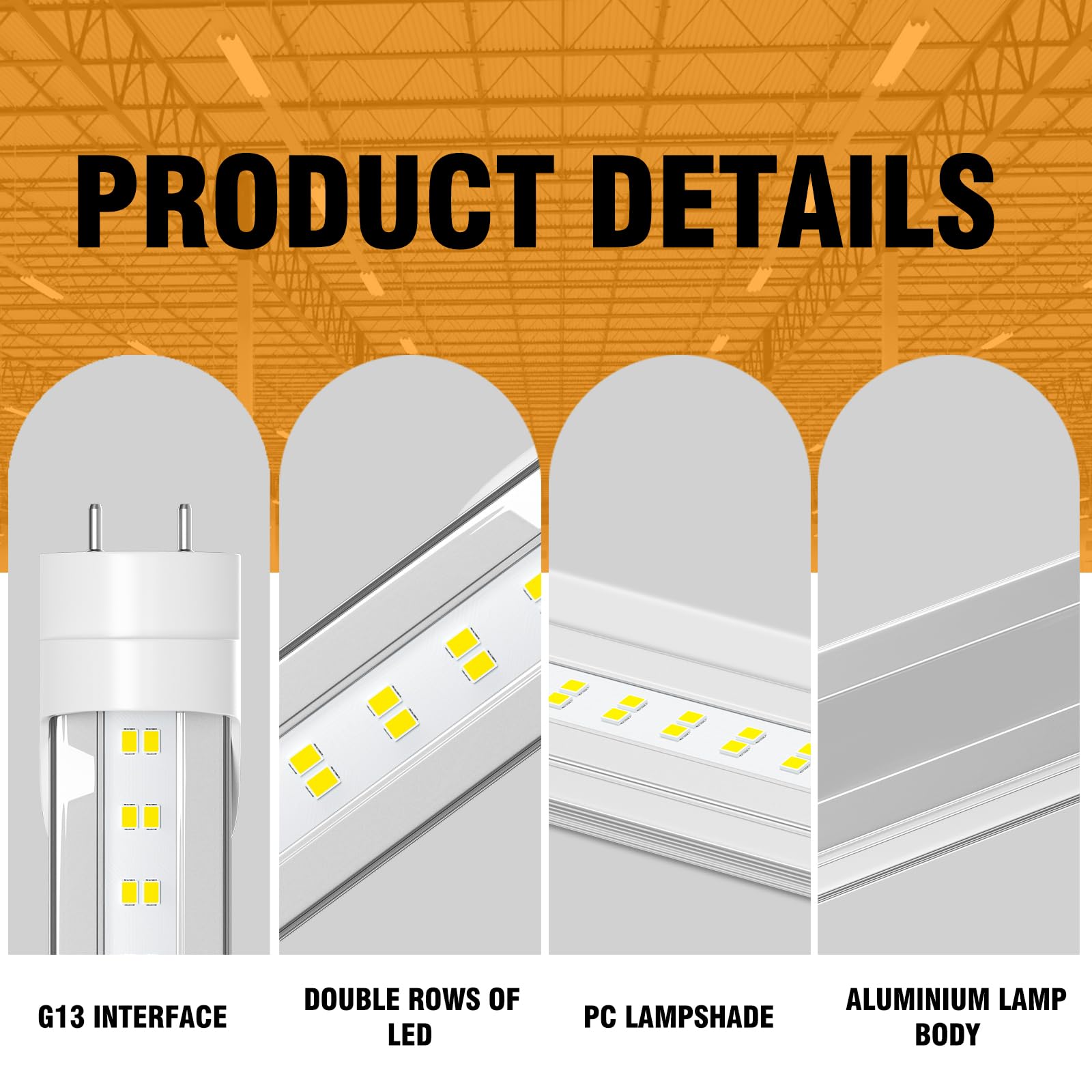 ONLYLUX T8 Led Bulbs 4 Foot - F32T8 28W 4000 Lumens(Super Bright) 5000K, T8 T10 T12 4ft Flourescent Tube Led Replacement, Ballast Bypass, Type B, Dual-End Powered, Daylight 10 Pack
