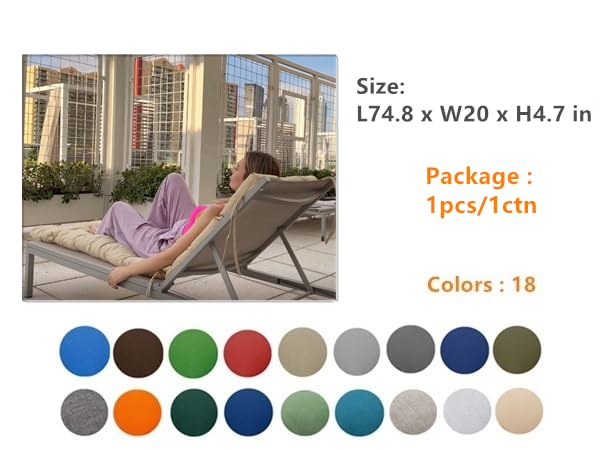 QILLOWAY Indoor/Outdoor Chaise Lounge Cushion,Spring/Summer Seasonal All Weather Replacement Cushions. (Dark Coffee/Brown/Chocolate)