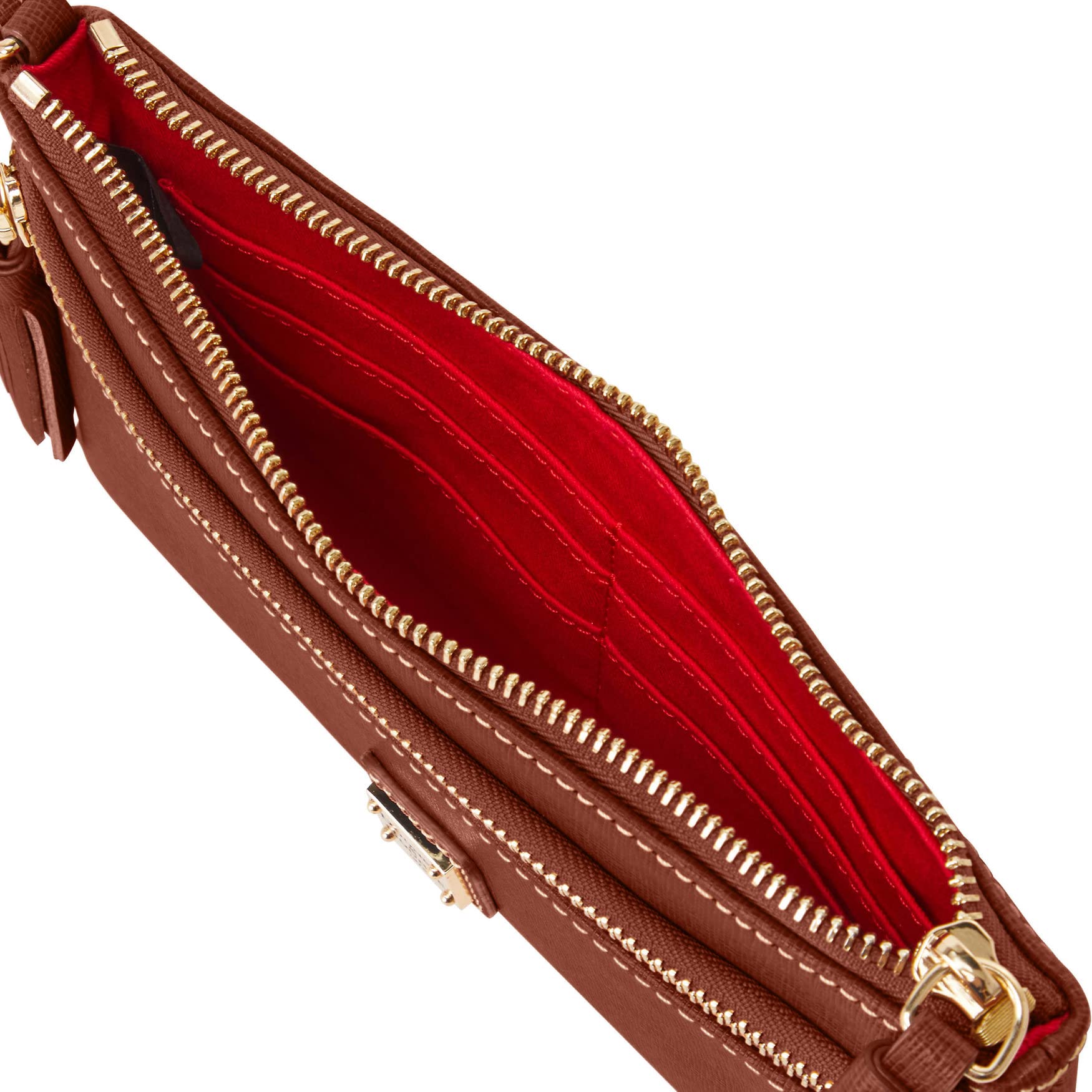 Dooney & Bourke Handbag, Saffiano Double Zip Wristlet - Amber