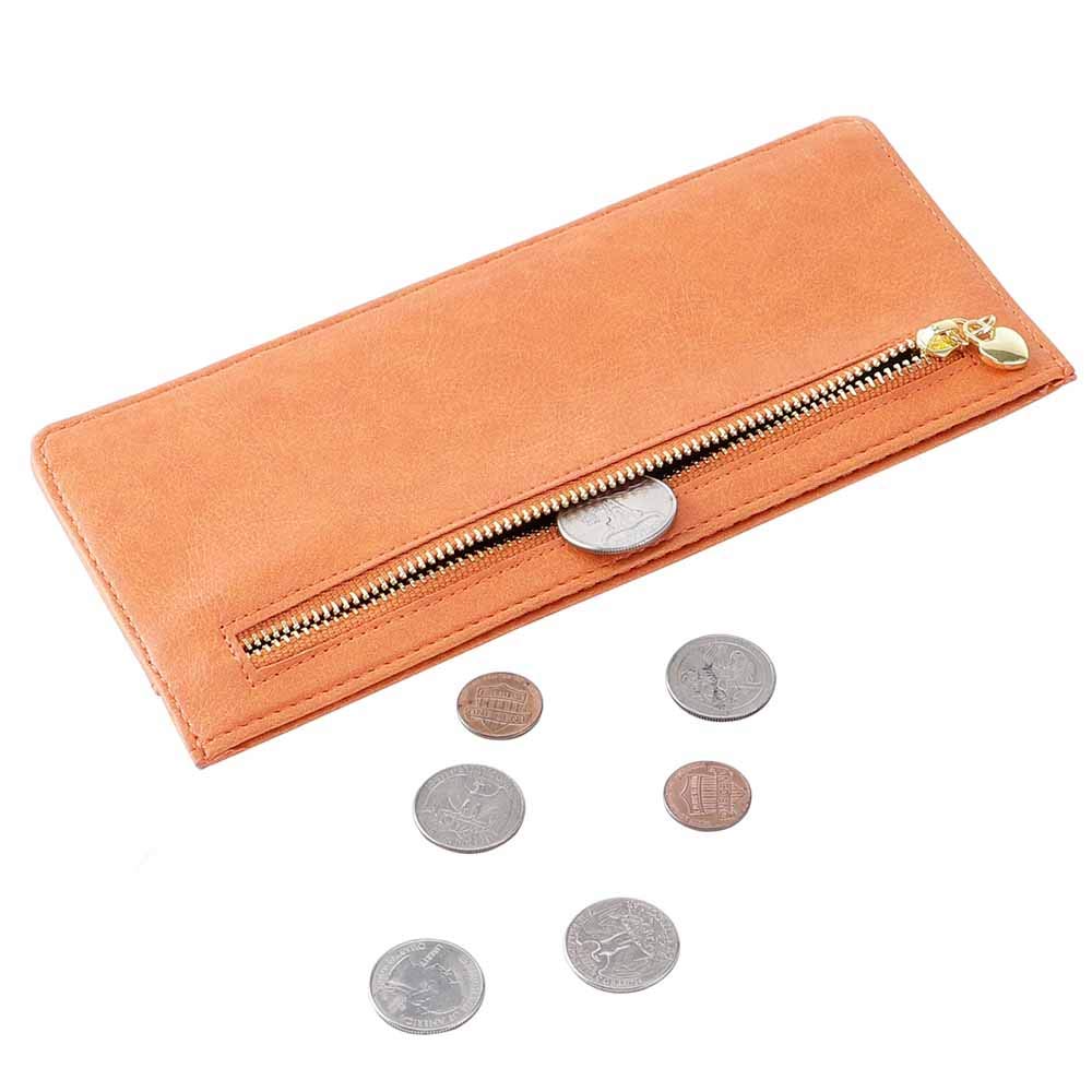 XEYOU Women's Credit Card Wallet Slim Long Zipper Pocket Purse for Coin, Receipt Multi-function Card Wallet for Ladies