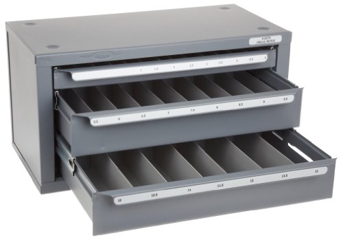 Huot 13075 Three-Drawer Drill Bit Dispenser Cabinet for Metric Sizes 1 mm to 13 mm in 0.5 mm Increments