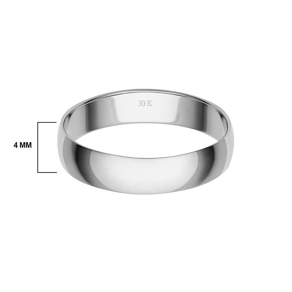 Women's 4MM Solid Gold Rings – Classic, Lightweight 10K White Gold Jewelry; Durable Plain Wedding Band for Women; Comfortable, Well-Polished Womens Wedding Bands, Size 7.5, by Brilliant Expressions