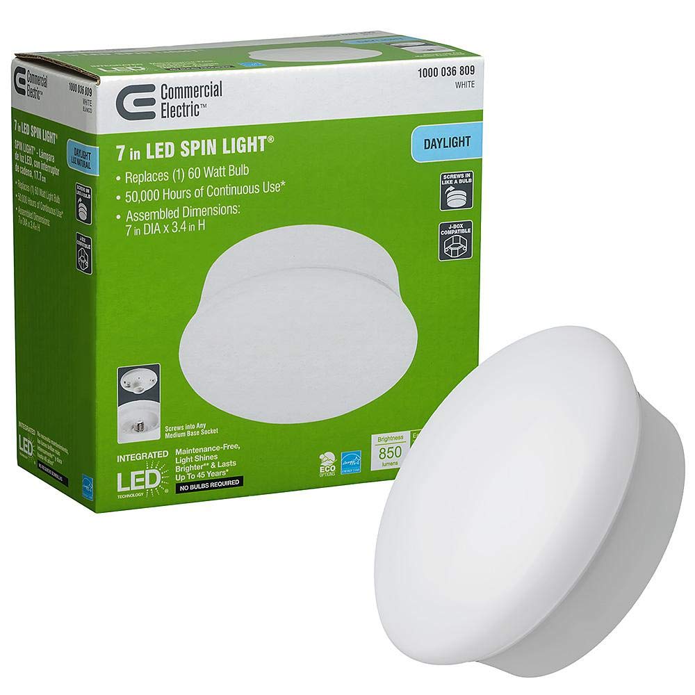 Commercial Electric 7 in. Daylight White LED Flushmount Ceiling Light Lampholder Replacement Fixture 54483161