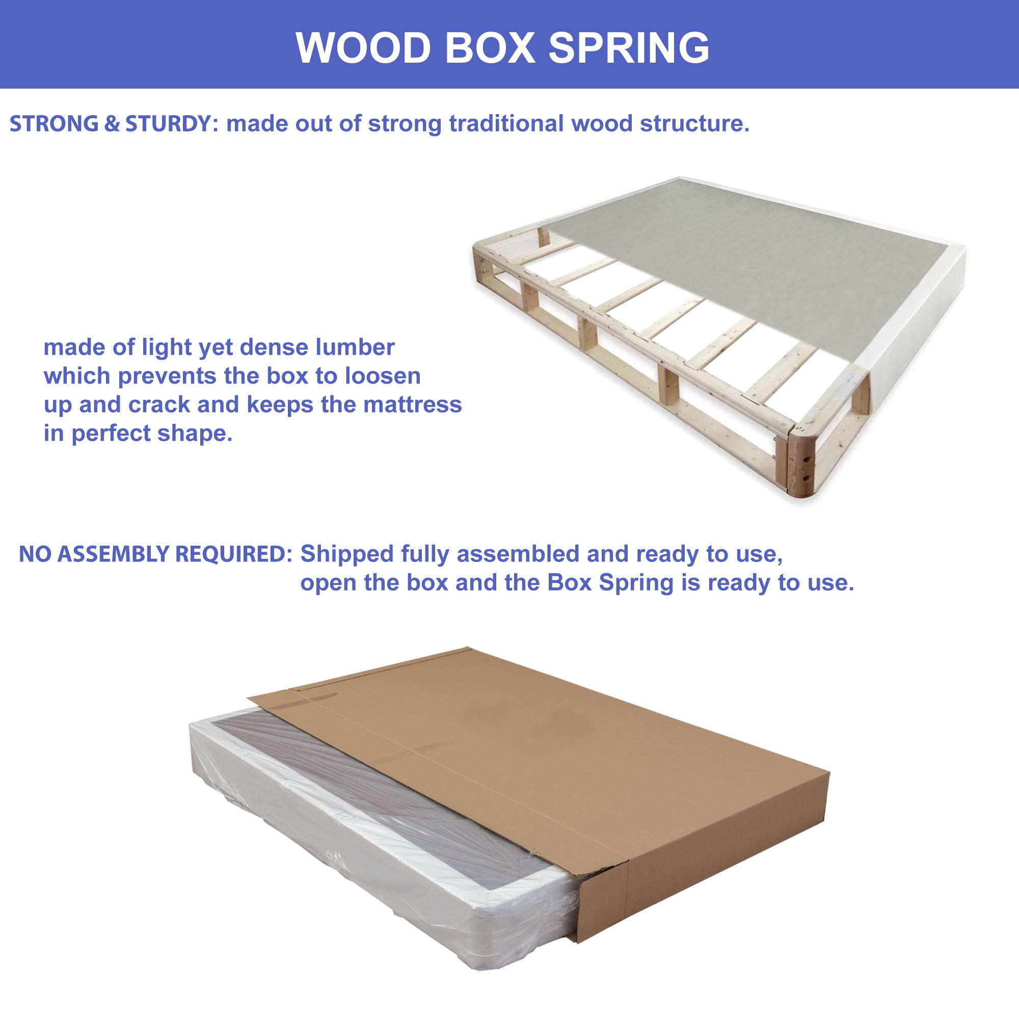 Mayton 8-Inch Wood Split Traditional Box Spring/Foundation For Mattress Set, Queen