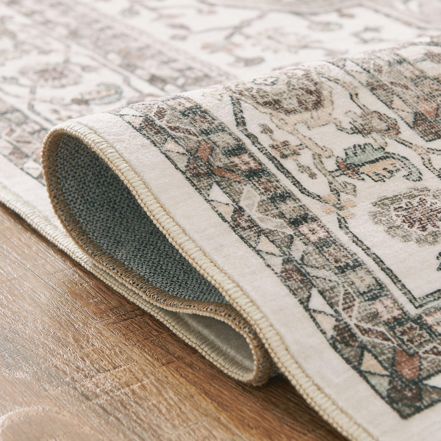 jinchan Washable Runner Rug 2x7 Kitchen Runner Rug Non Slip Grey Taupe Vintage Hallways Runner Rug Ultra-Thin Lightweight Accent Rug Soft Throw Carpet Runners Laundry Room Bedroom Livingroom