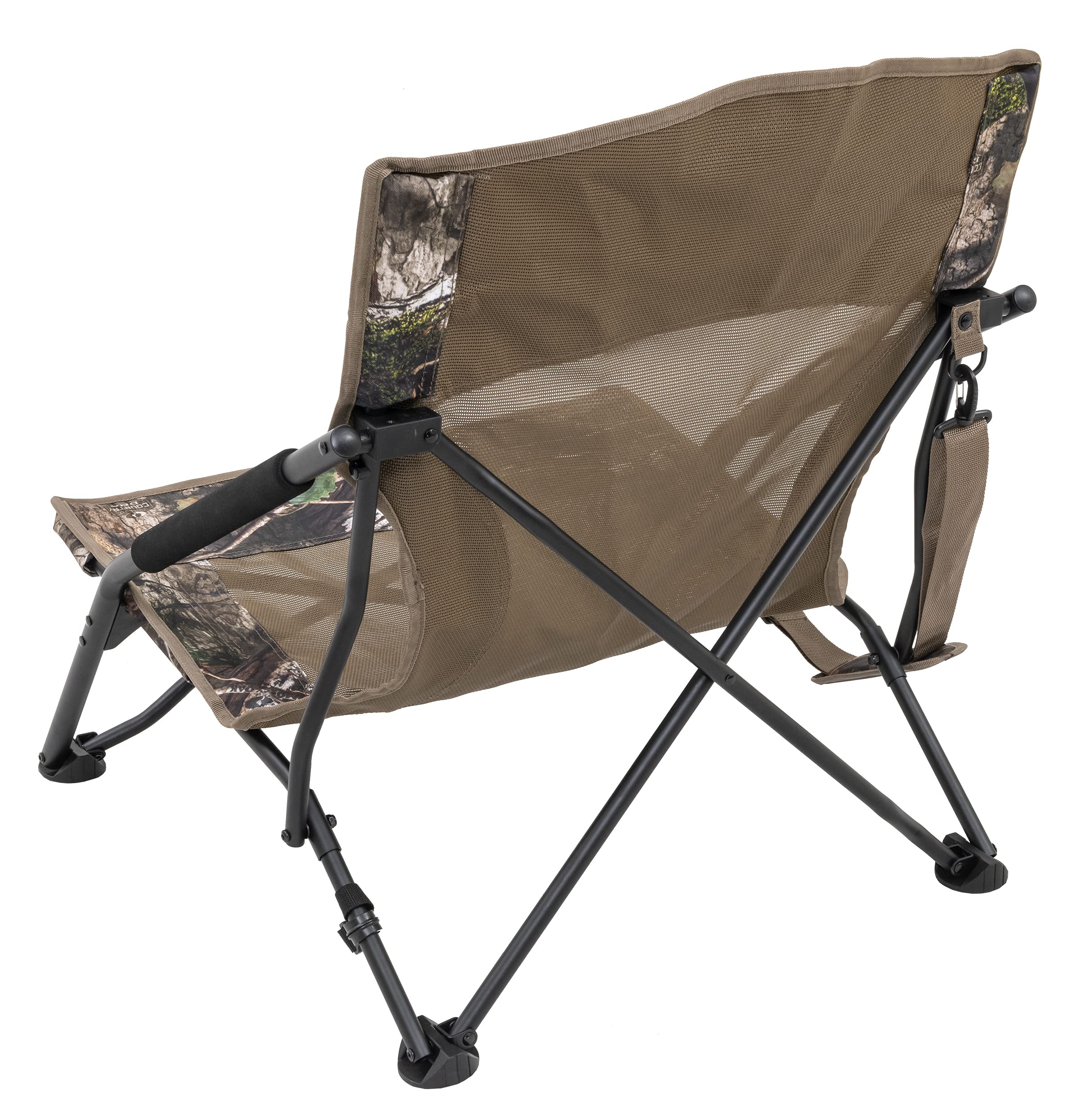 Browning Strutter Camo Turkey Hunting Chair with Foldable Low Profile Compact Design, Durable Steel Frame, and Padded Shoulder Carry Strap & Bag, MC (Wide) Realtree Edge