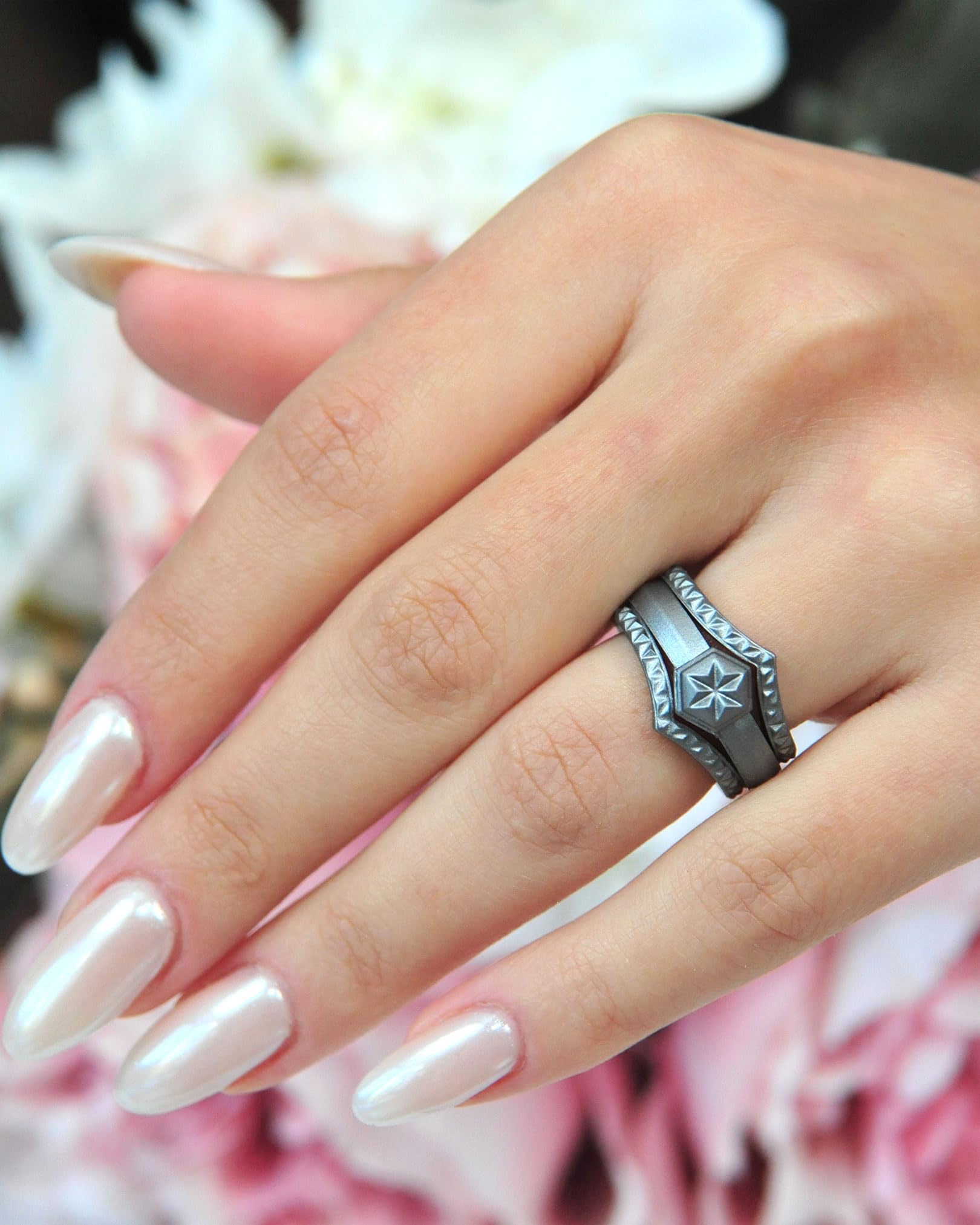 Rinfit Silicone Rings for Women - Silicone Wedding Bands Women - Womens Wedding Ring - Stackable Silicone Rings Women Couture - Patented Design - Silver, Size 6
