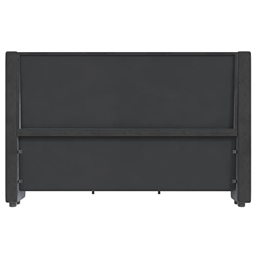 Jocisland Queen Bed Frame Upholstered Bed Wingback Headboard Velvet Tufted Diamond Button/No Box Spring Needed/Easy Assembly/Gray
