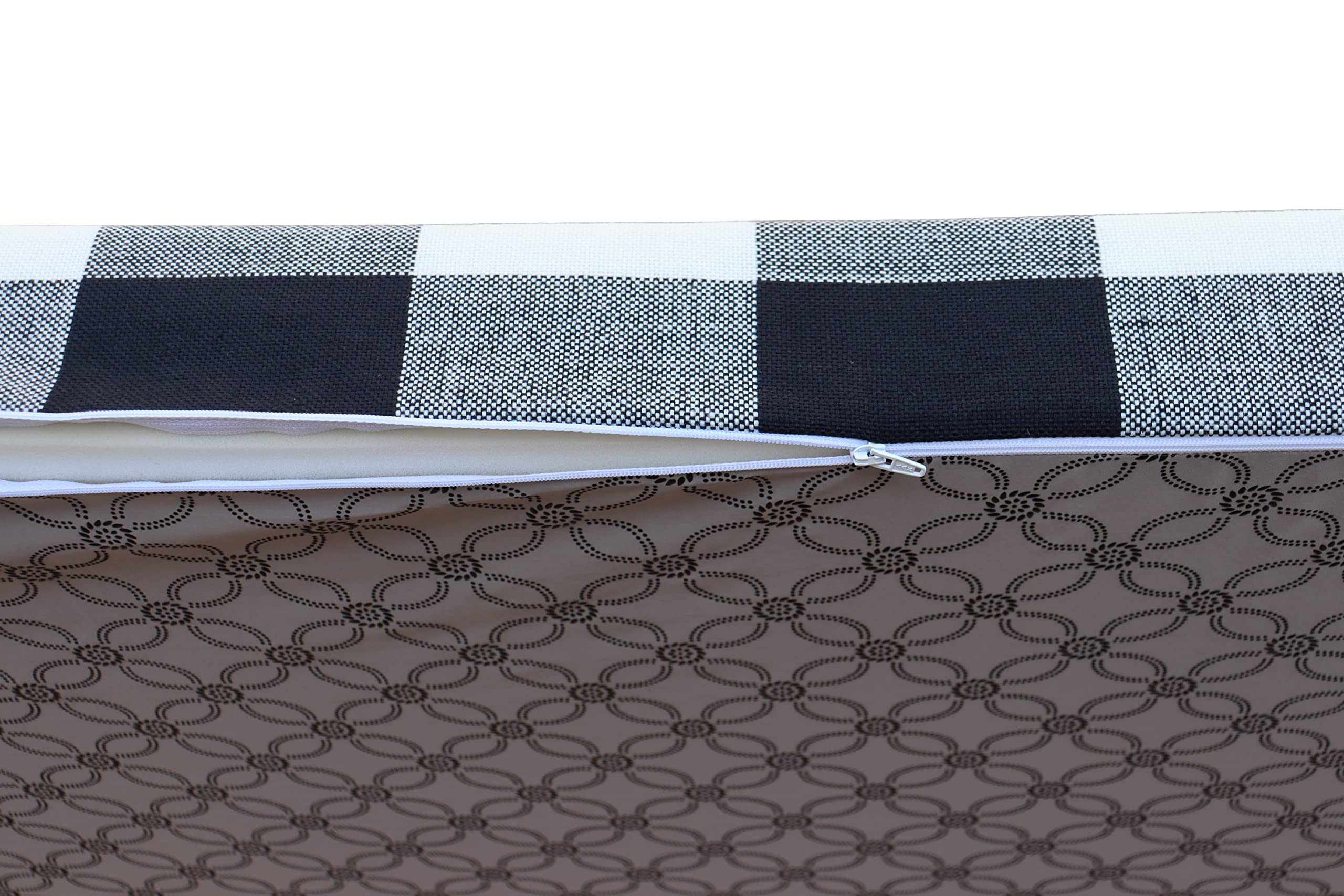 Jininworl Custom Size Bench Cushion, Checkered Gingham Plaid Pattern, High Resilience Upholstery Foam Long Chair Cushion Sofa Pads Outdoor/Indoor Patio Furniture (Black and White, Custom Size)