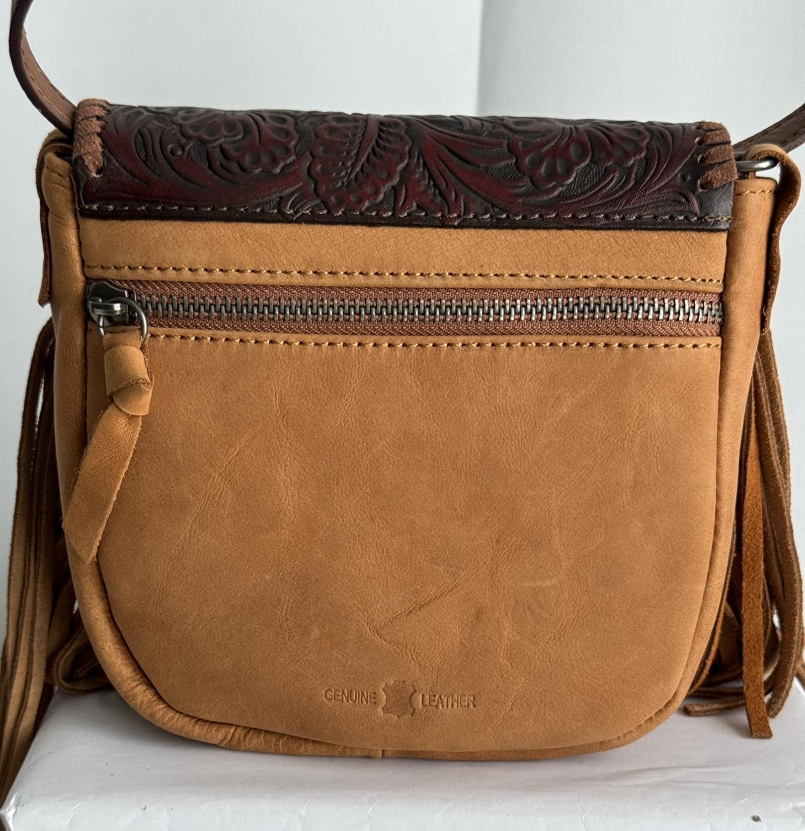 womens cross body bag western cowgirl floral tooled shopper purse brown