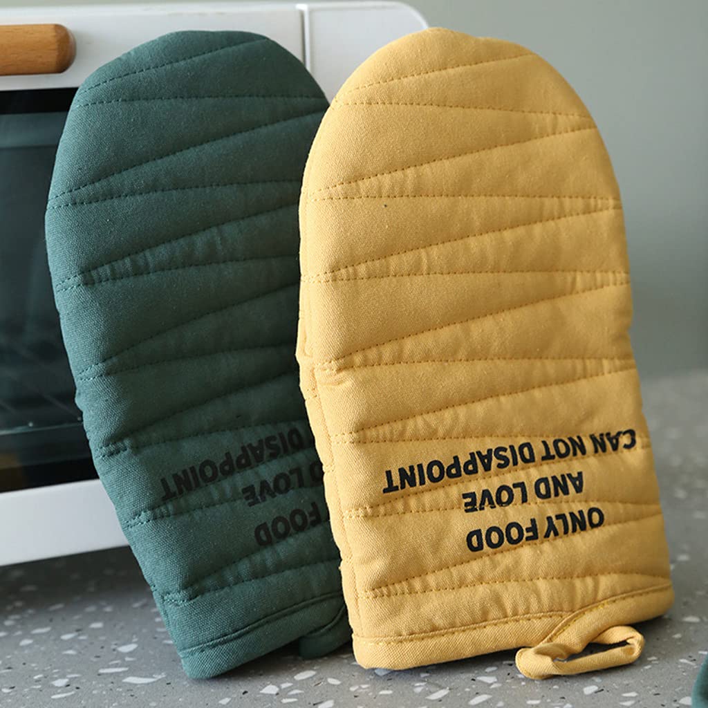 Cotton Oven Mitts and Potholder Set Heat-Resistant Pads Kitchen Oven Gloves Placemat Durable Washable for Cooking Baking Oven Mitts Cotton Black Grey Heat Resistant