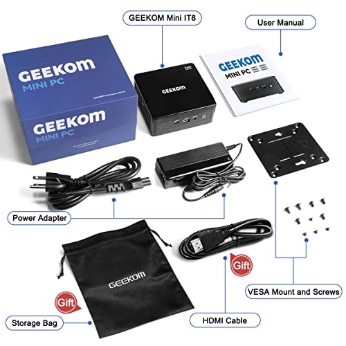 GEEKOM Mini PC, Mini IT8 Intel i5-8259U Mini Desktop Computers 16GB RAM 512GB PCIe SSD, Windows 11 Pro Mini Computer/Dual-Channel DDR4/HDMI2.0 4K UHD/Dual WiFi/BT/USB 3.2/VESA for Home/Office