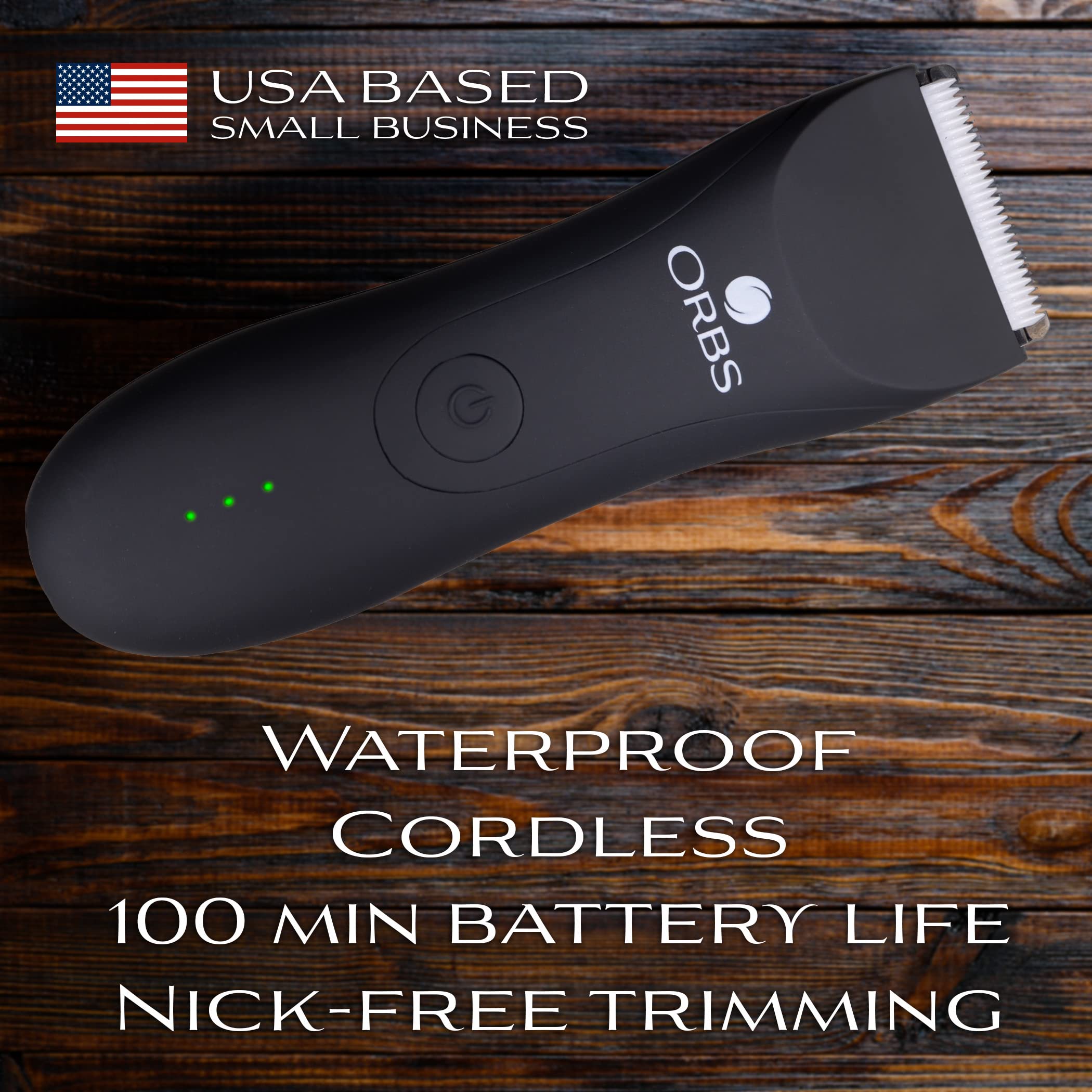 Orbs™ Electric Trimmer for Men, Premium Ball Trimmer/Shaver for Men, Waterproof Groin and Body Shaver Groomer, Replaceable Ceramic Blade Heads,100 Min Battery Life