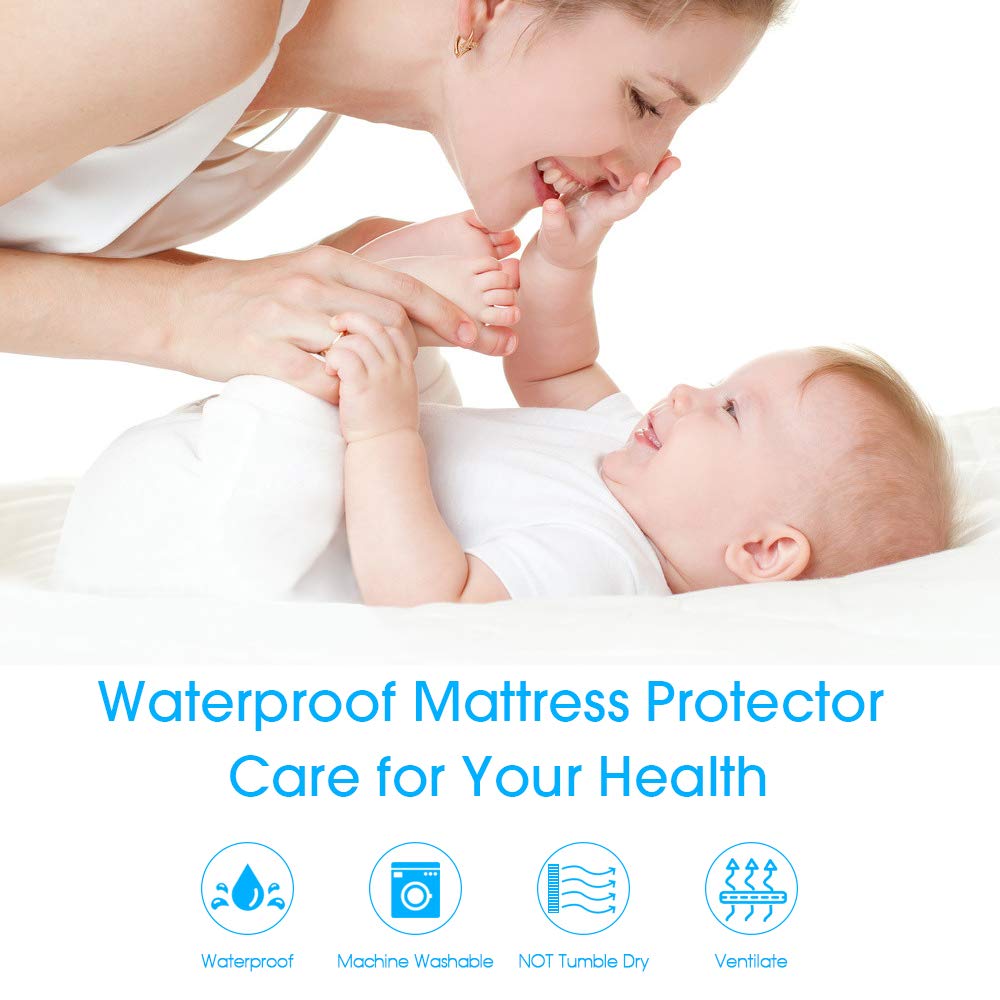 Queen Mattress Protector Cover Waterproof Quilted Fitted Soft Cotton Mattress Cover Pad Washable Mattress Bed Protector with Elastic Band (Queen Size)