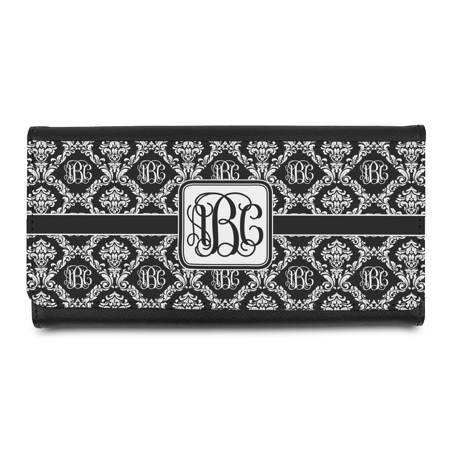 RNK Shops Personalized Monogrammed Damask Leatherette Ladies Wallet