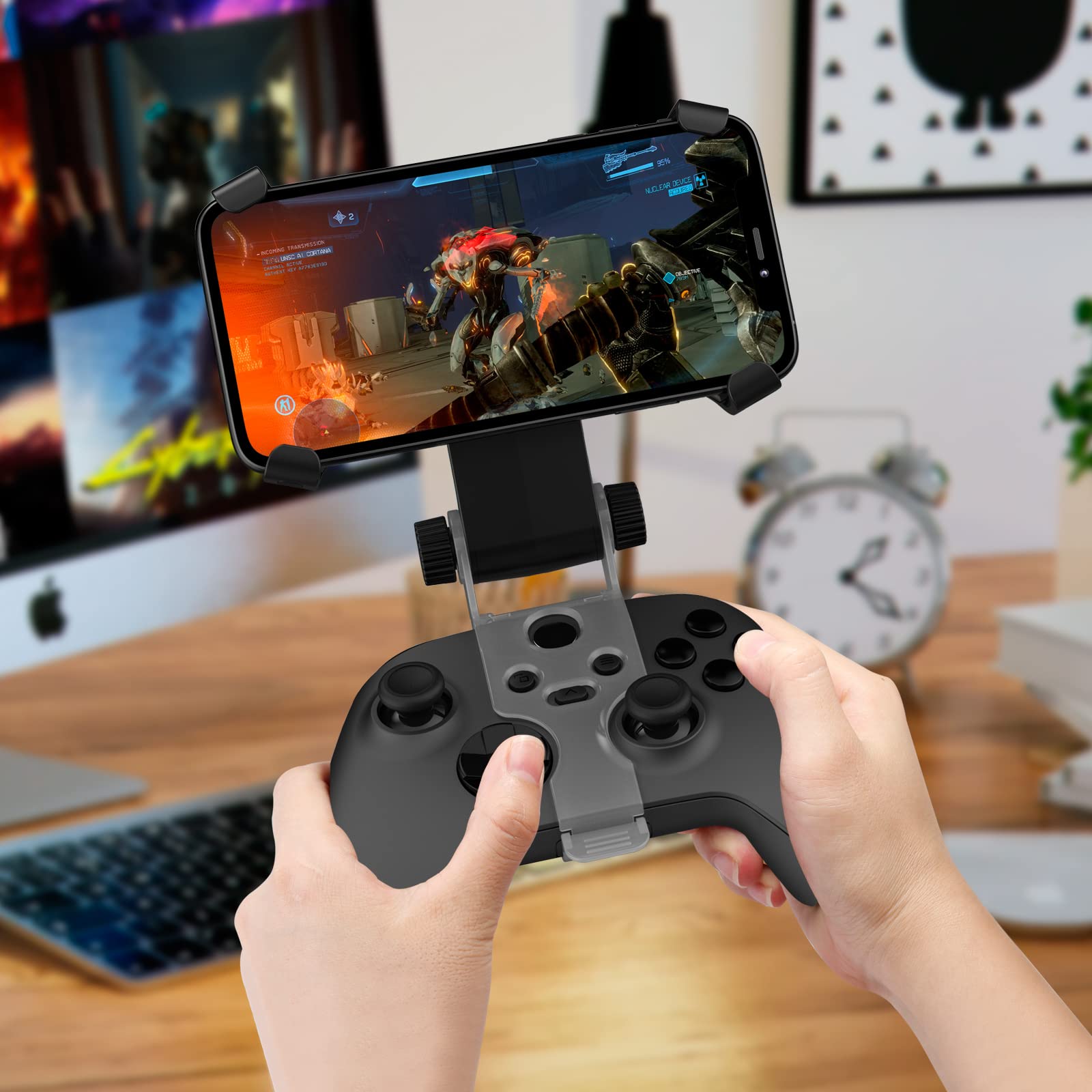 Dobe Controller Mobile Gaming Clip Holder Clamp for Xbox One Controller Phone Mount Adjustable Phone Holder Clamp Compatible with Xbox One S/X/Series S/X/Xbox One Controllers