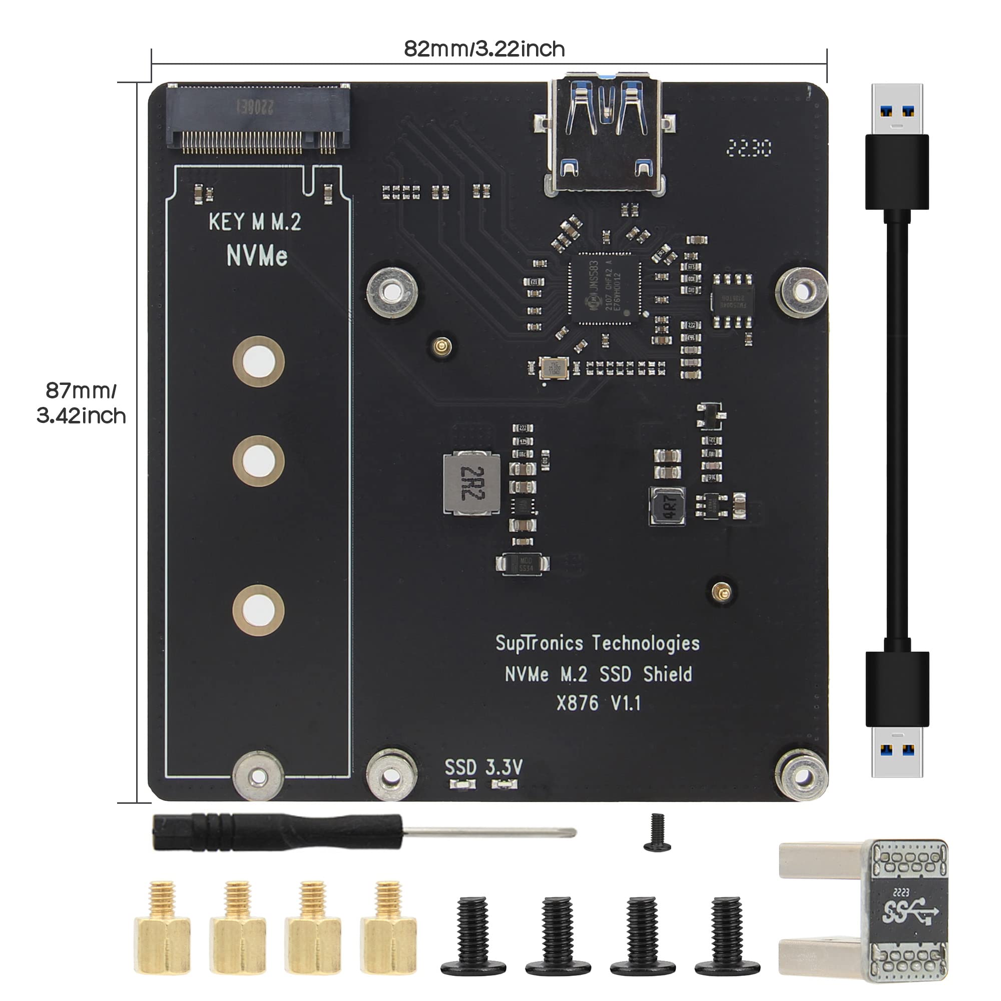 Geekworm for Raspberry Pi 4 NVME HAT, X876 V1.1 NVME M.2 SSD Storage Expansion Board UASP Supported Compatible with Raspberry Pi 4 Model B Only Support Key-M 2280 SSD