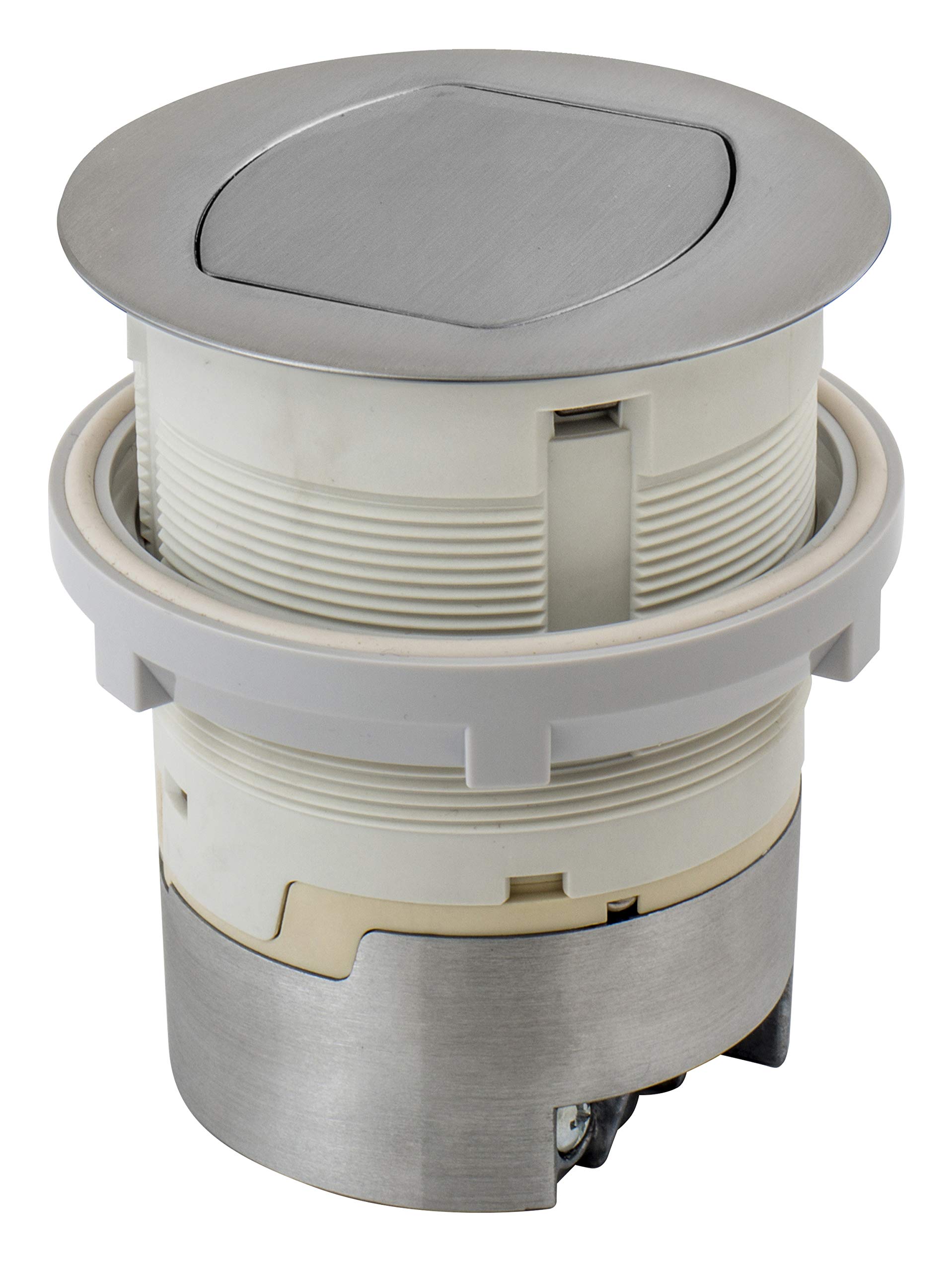 Bryant Electric RCT201ALU 15A 125V Tamper Resistant Pop-Up Countertop Receptacle Flush Mount, 15 Amp, Brushed Aluminum