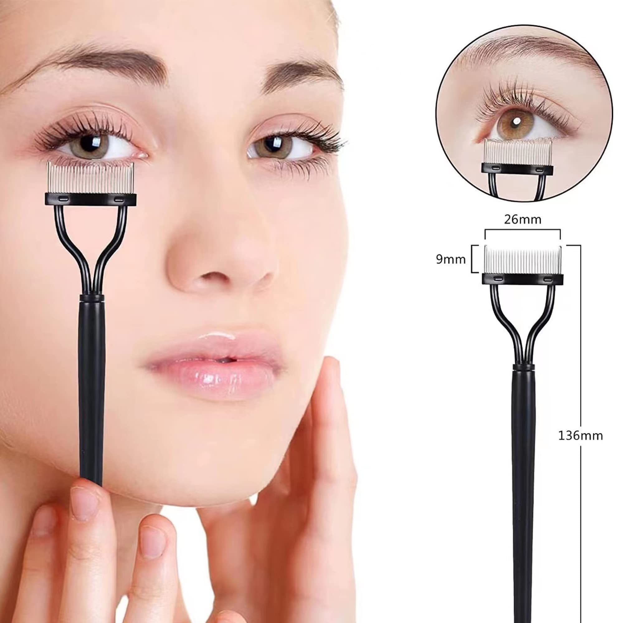 Eyelash Comb Separator Eyelashes Separator Curler,Adonop Eyelash Brush Definer Lash Comb Mascara Eyebrow Applicator with Cover Cosmetic Brushes Tool