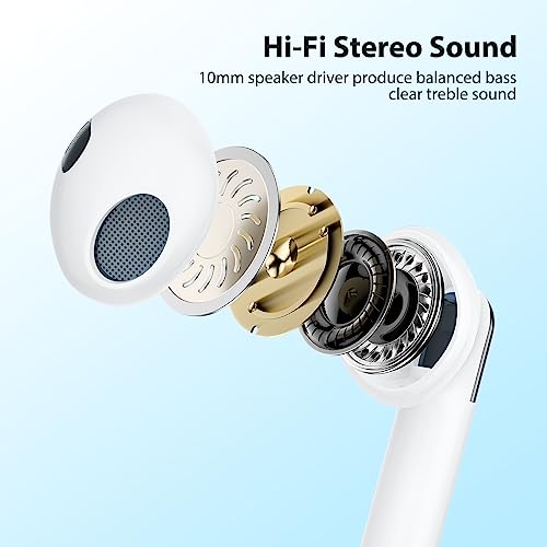 Jelanry Wireless Earbuds Bluetooth 5.3 Headphone for iPhone 15 Pro Max 14 13 12 Samsung S23 Ultra S21 S22 Galaxy Z Flip 4 A53 A14 Google Pixel 6 7A Fold, Tablet Android in-Ear Headset Noise Canceling