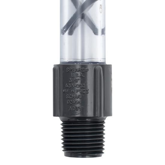 Koflo 3/8-40C-4-12-2 Clear PVC Schedule 40 Pipe Static Inline Mixer; 3/8" NPT(M), 12 Elements