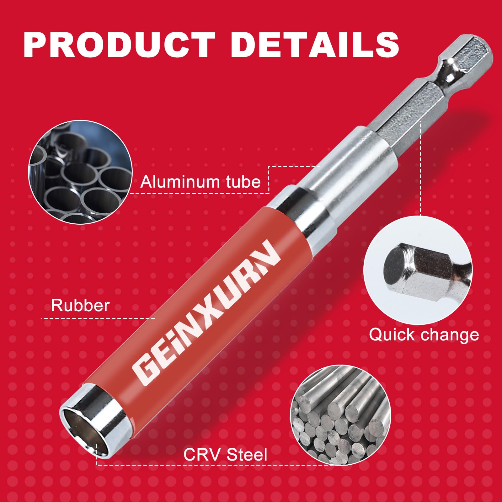 Geinxurn 5 PCS Drive Guide with Self Retracting Sleeve, Mixed Length Magnetic Drill Bit Tip Holder for Prevent Screws Shaking When Driving