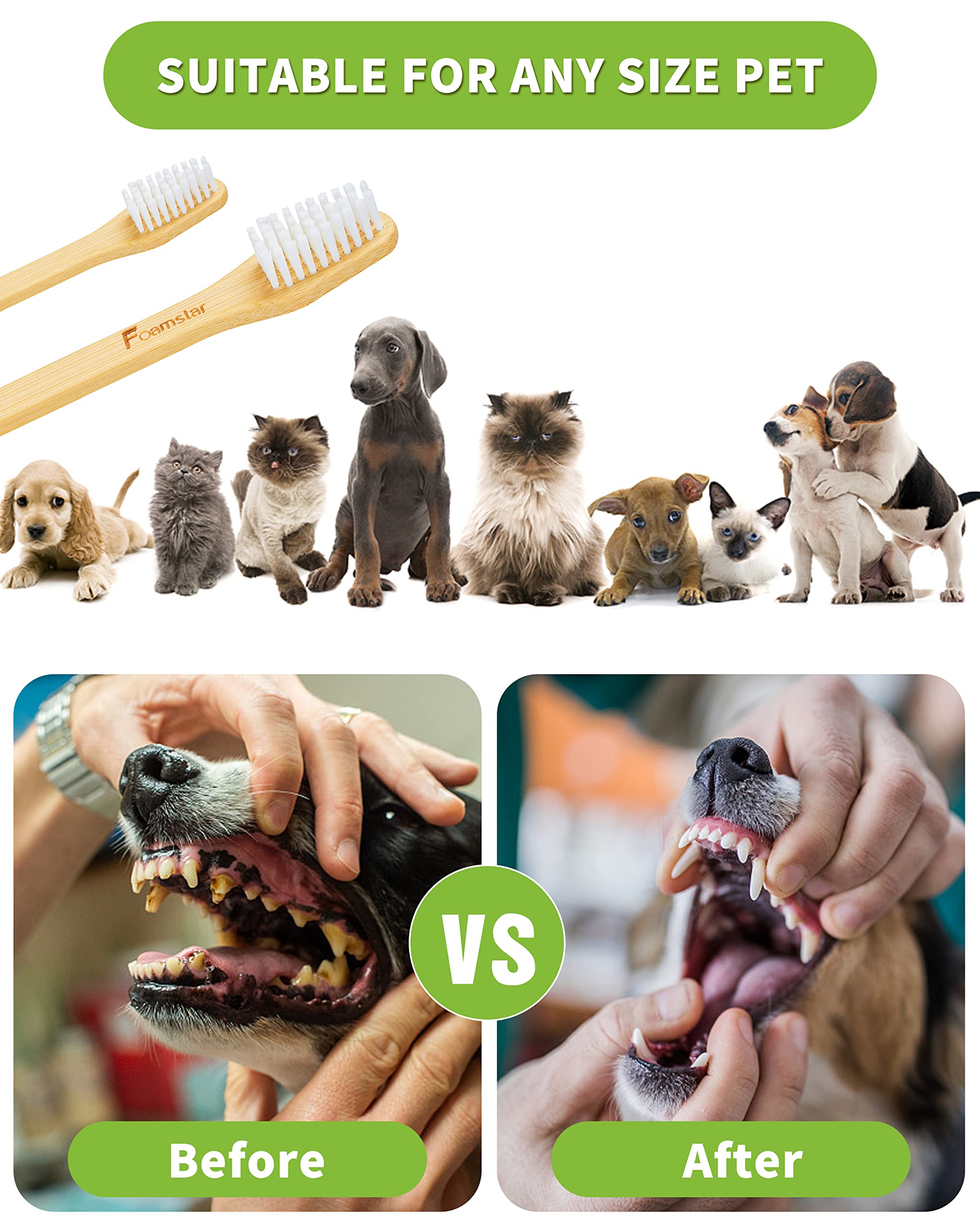 Lingtoolator Toothbrush - 6 Pack Bamboo Toothbrush for Dogs Cats - Soft Bristles - Gentle Pet Toothbrush for Easy Dog Teeth Brushing Den