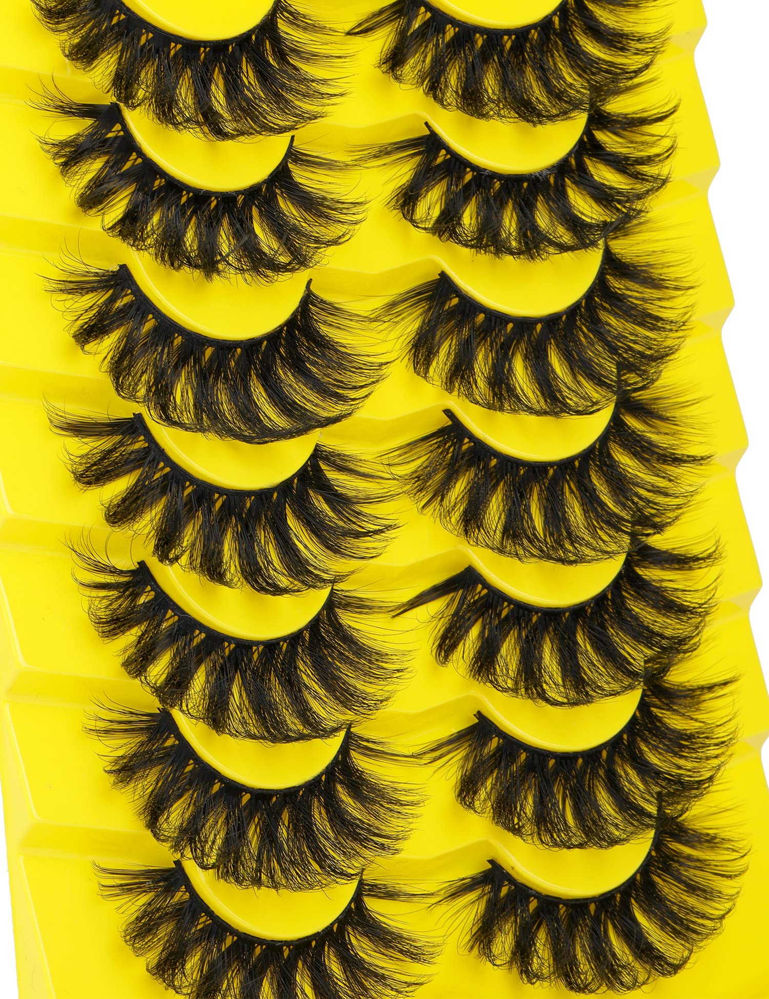 Eyelashes Dramatic Fluffy Mink Lashes Full of Volume 3D Effect Faux Mink Lashes 20MM D Curly Fake Eyelashes Wispy Lashes Pack 7 Pairs