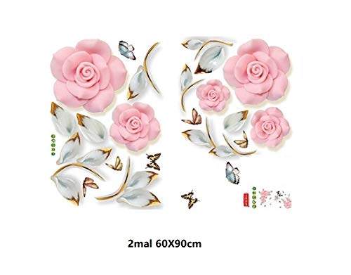 COVPAW® Wall Sticker & Mural Rose Vine Pink Home Decor Accent Living Room Bedroom Flower Wall Decal Corridor Stair Removable