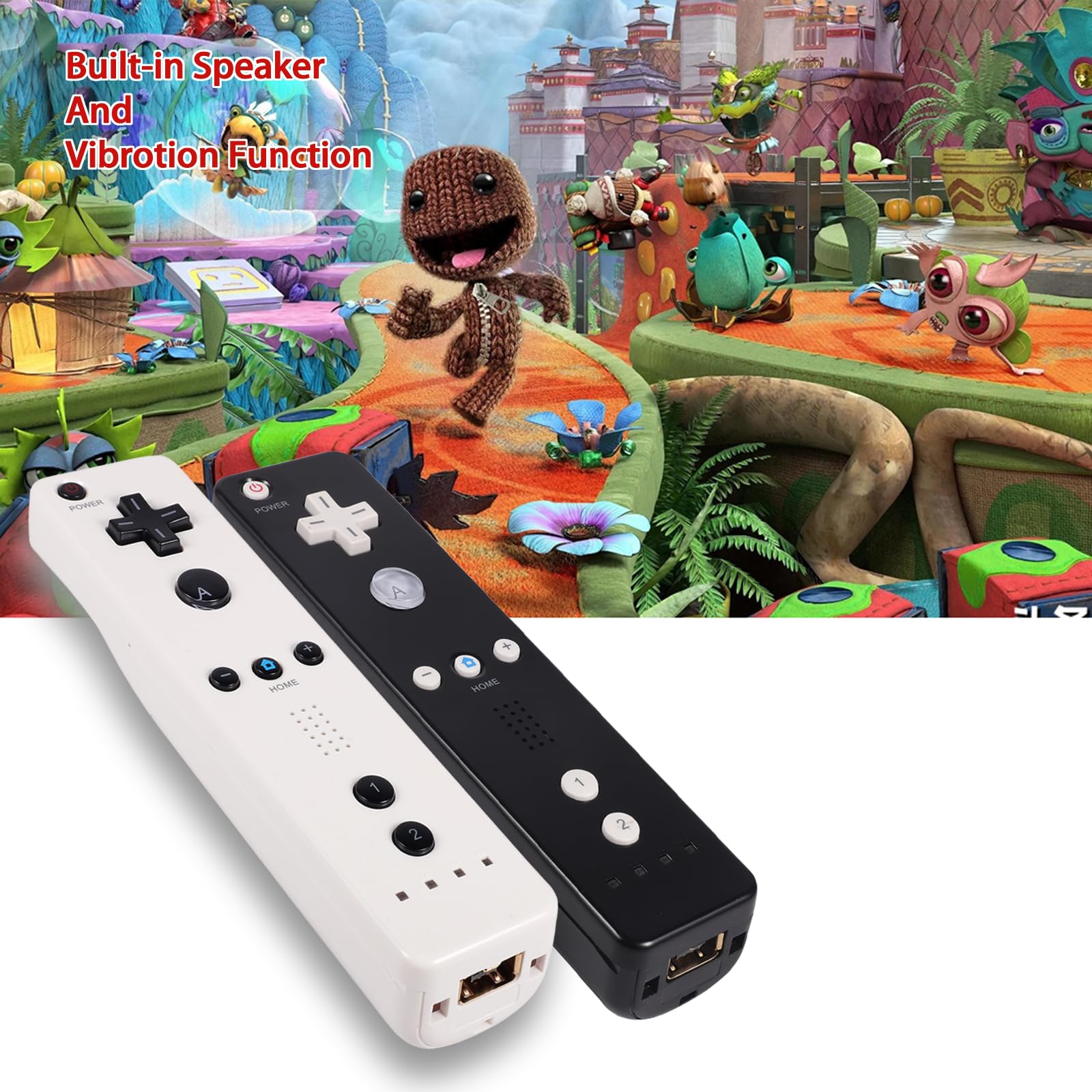 Doueuain 4 Pack Remote Controller for Wii Wii U, Gamepad with Silicone Case and Wrist Strap (New Black+White+Pink+Blue)