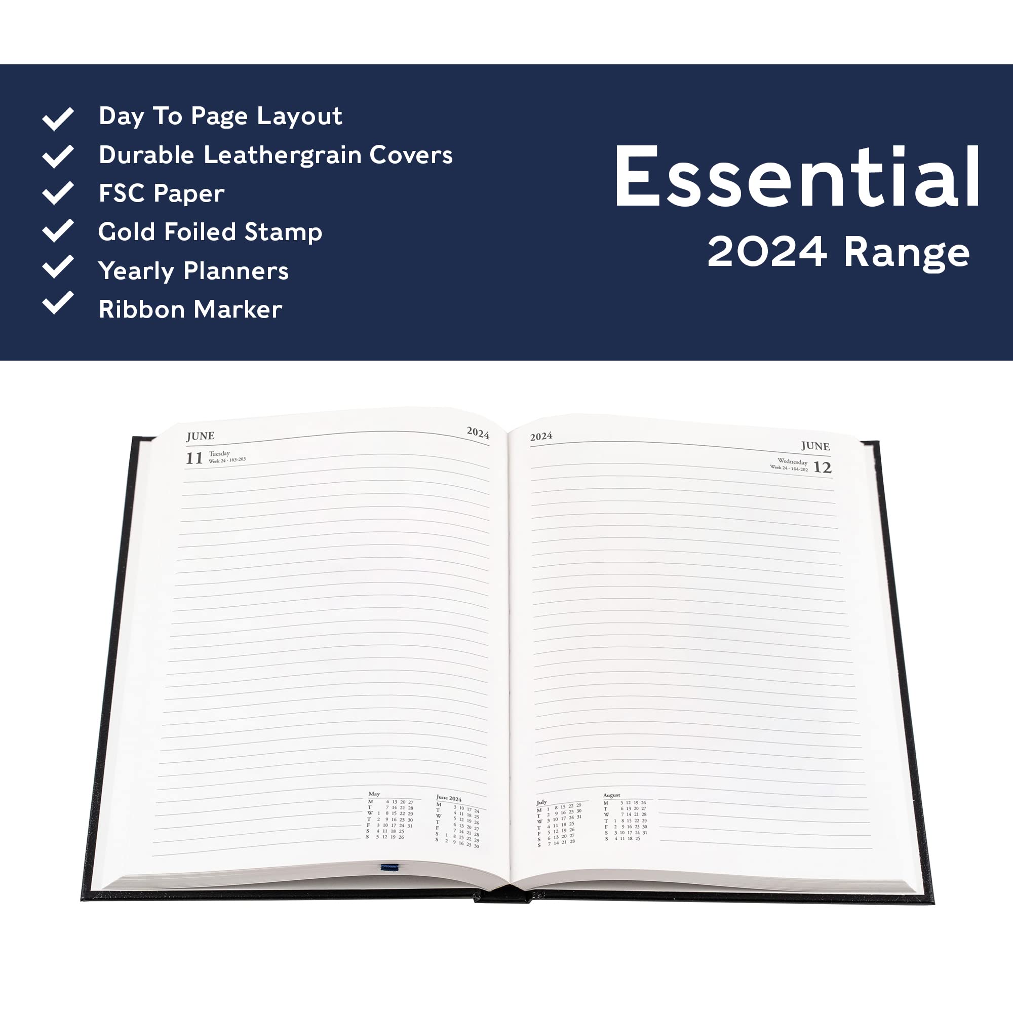 Collins Essential 2024 Daily Planner - Recycled Paper - Daily Calendar 2024 Page A Day Diary, Journal & 2024 Planner - Business, Office, Academic and Personal Planner 2024 (A5 Size Red)